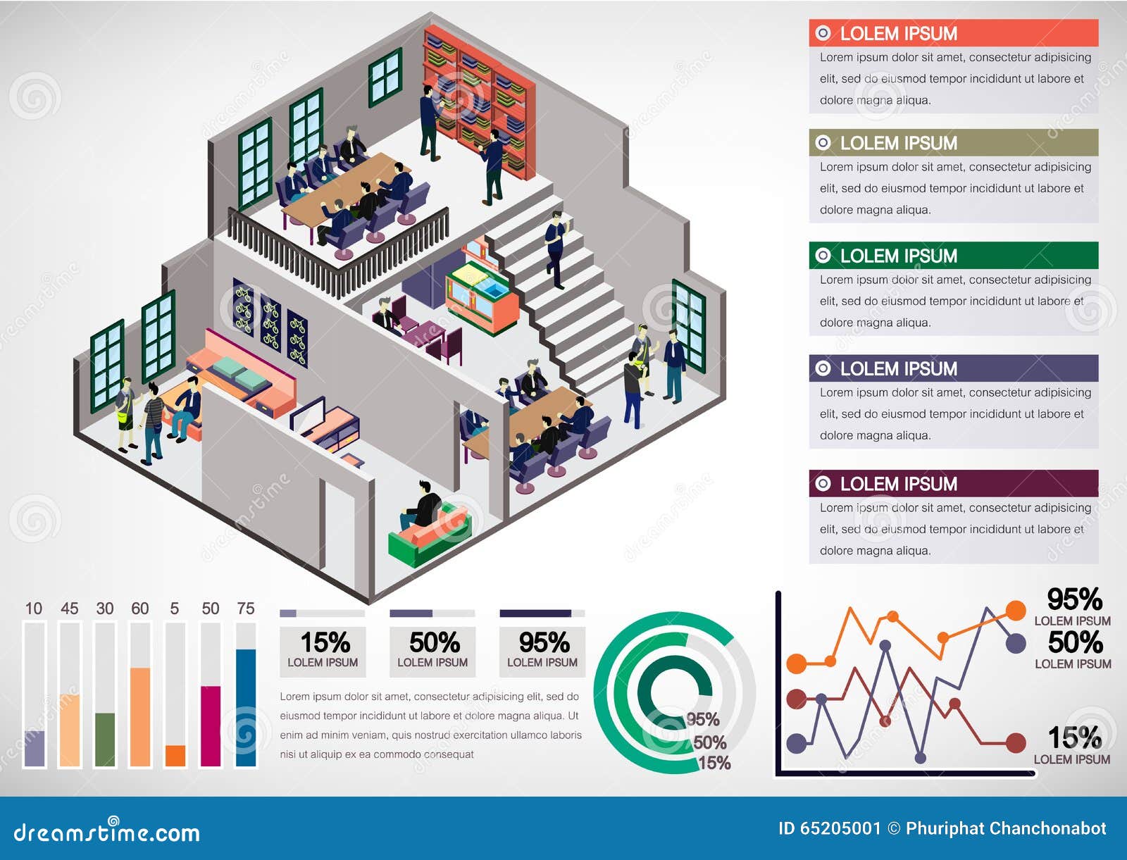 Illustration of Info Graphic Interior Room Concept Stock Vector ...