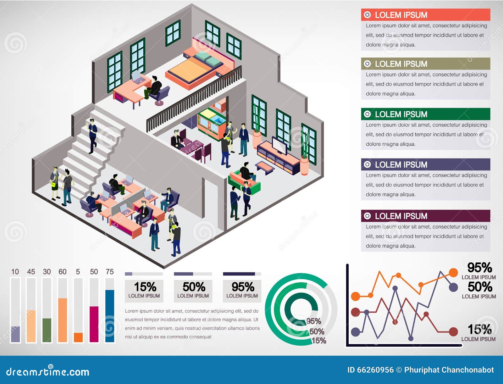 Illustration of Info Graphic Interior Room Concept Stock Vector ...
