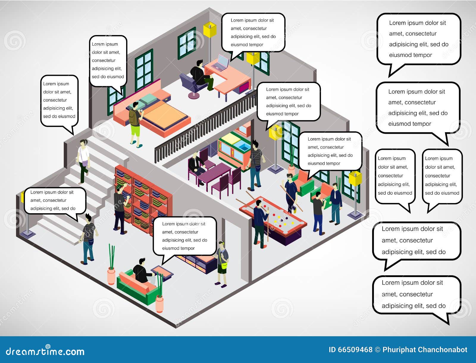 Illustration of Info Graphic Interior Room Concept Stock Vector ...