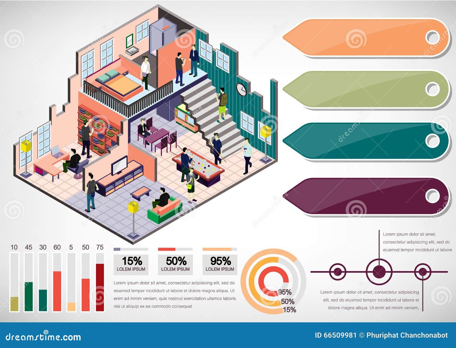 Illustration of Info Graphic Interior Room Concept Stock Vector ...