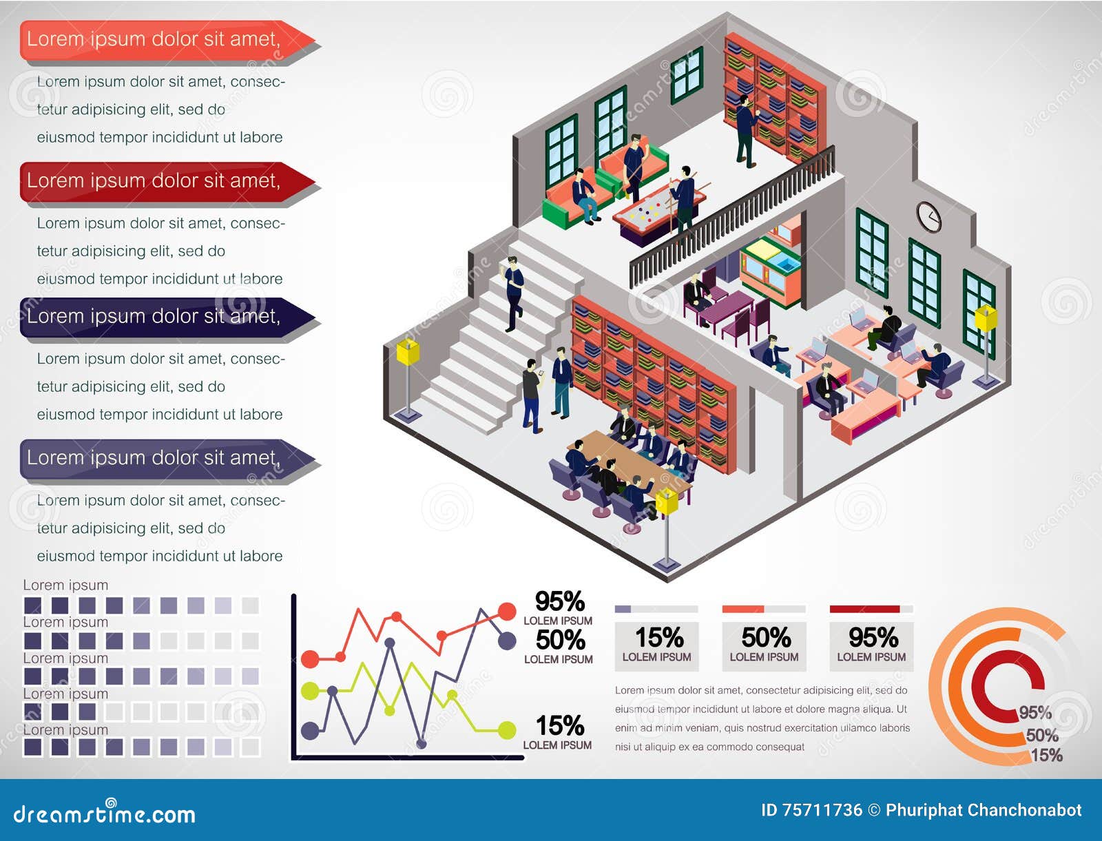 Illustration of Info Graphic Interior Room Concept Stock Vector ...