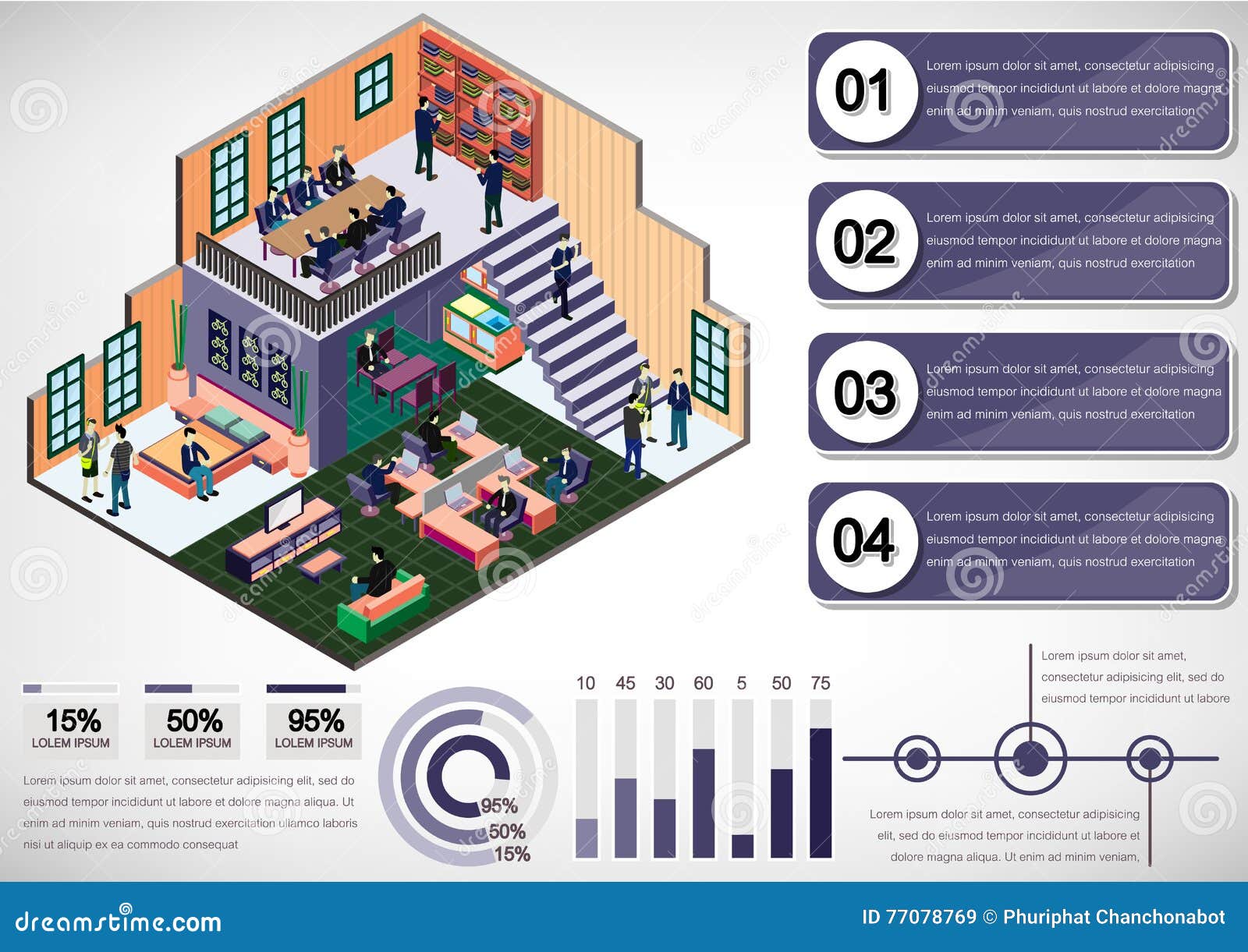 Illustration of Info Graphic Interior Room Concept Stock Vector ...