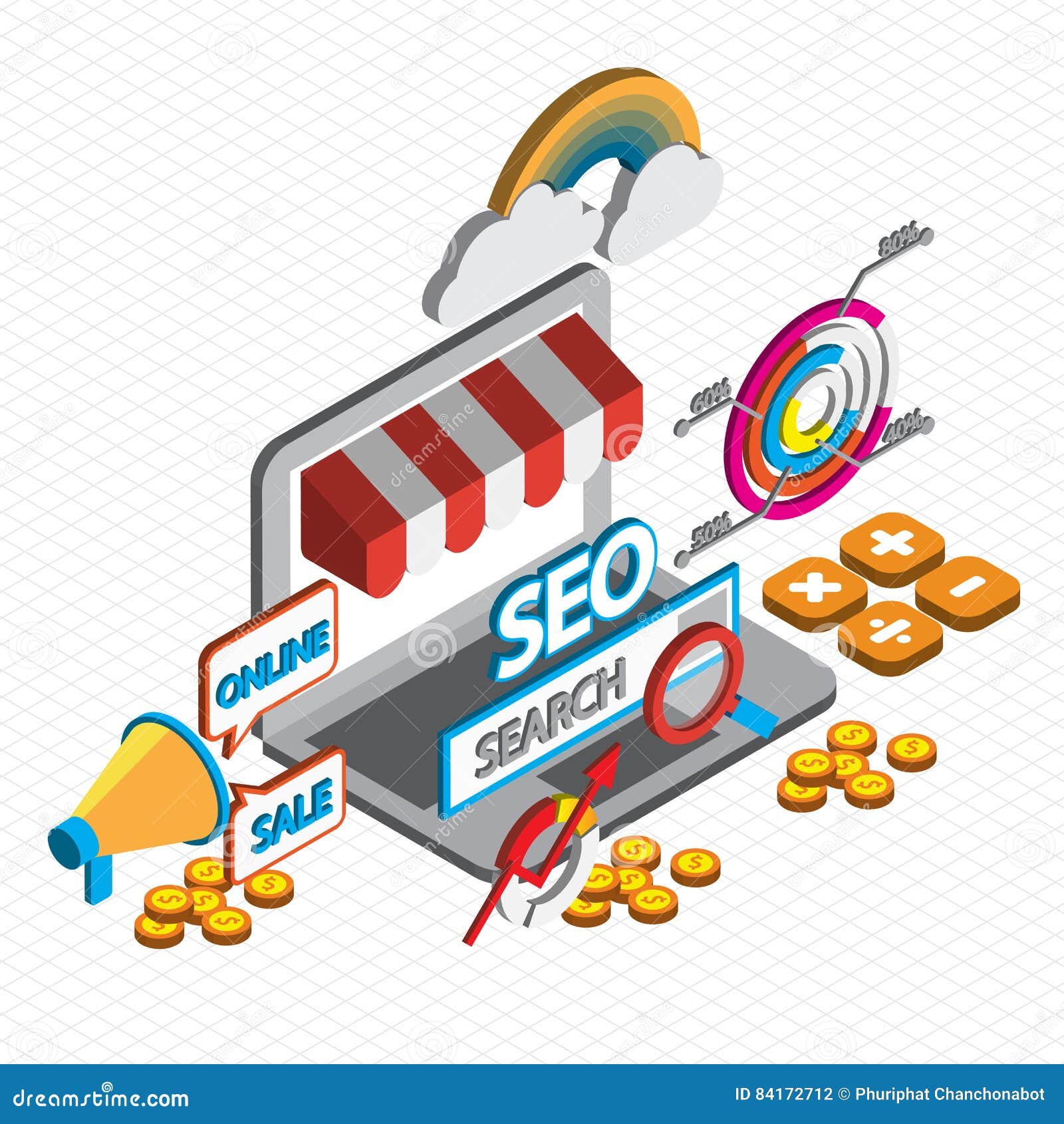 Illustration of Info Graphic Online Marketing Concept Stock Vector ...