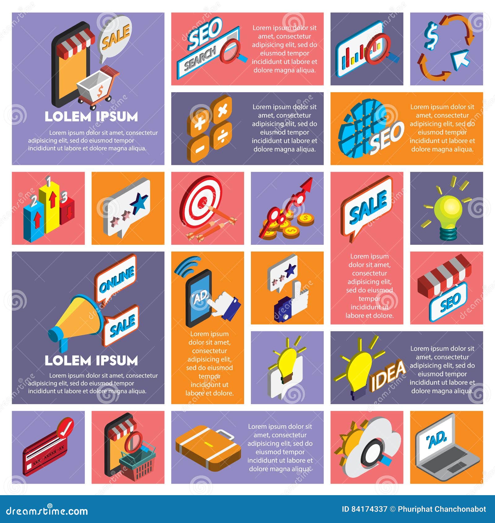 Illustration of Info Graphic Online Marketing Concept Stock Vector ...