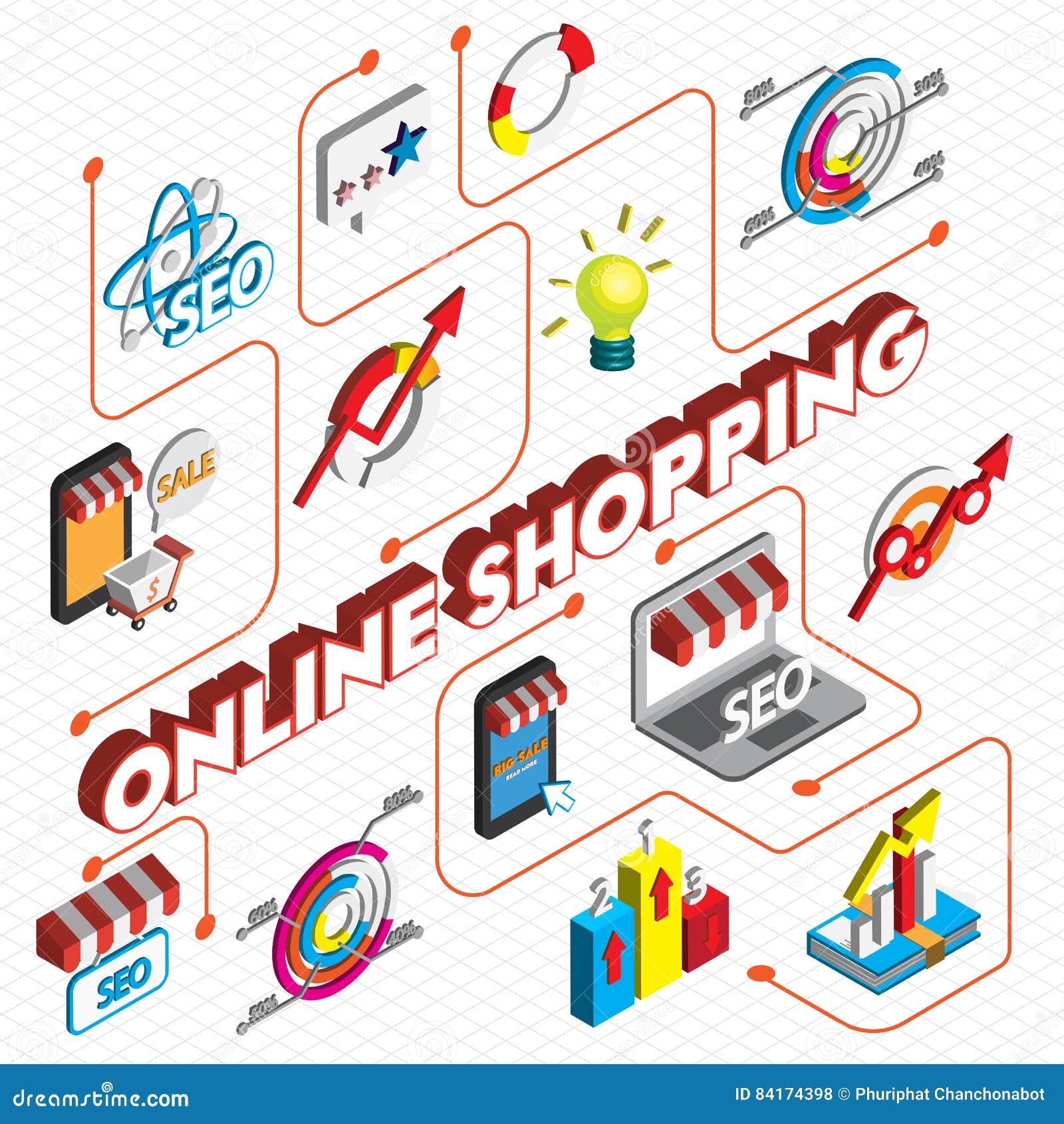 Illustration of Info Graphic Online Marketing Concept Stock Vector ...