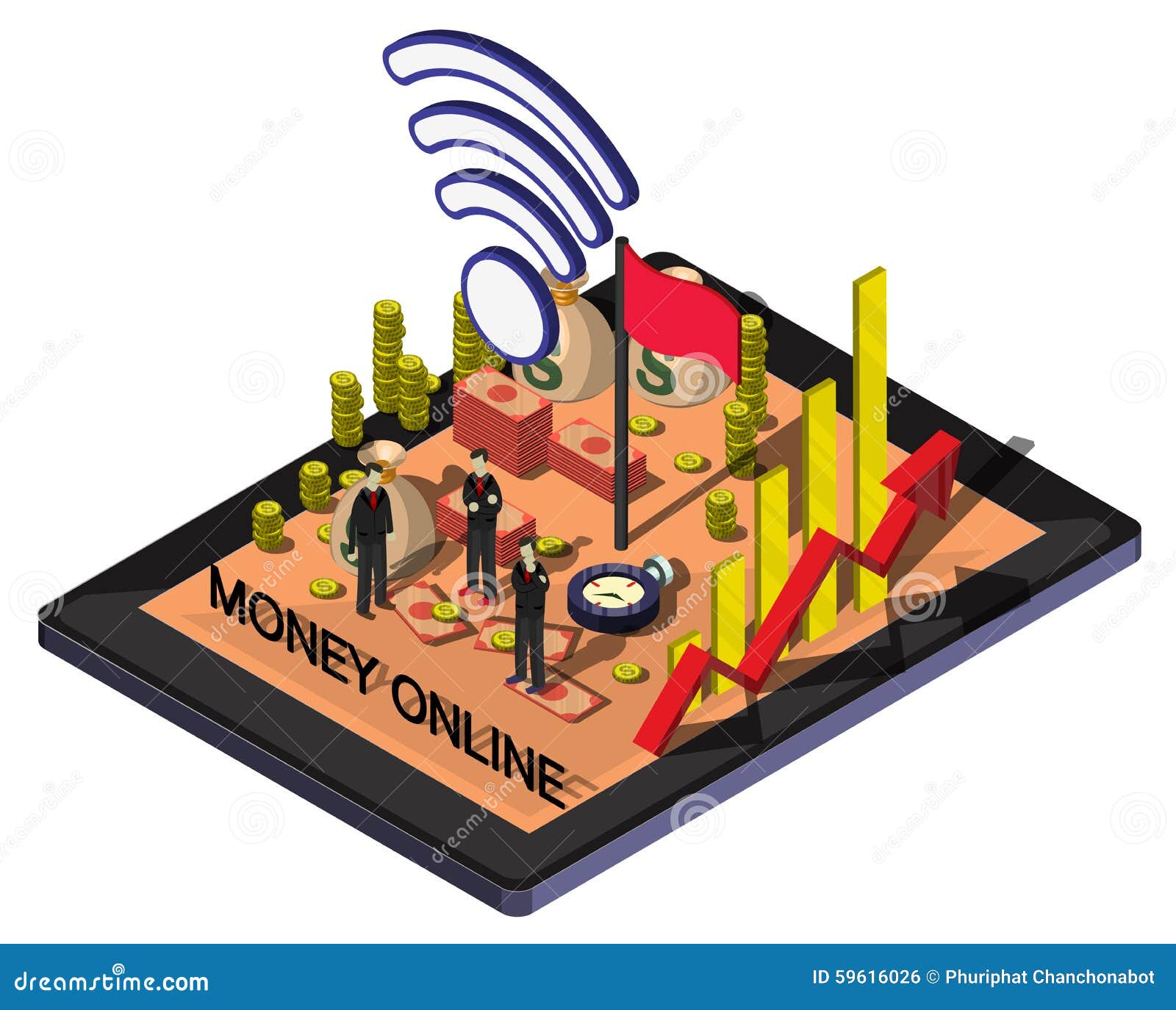 Illustration of Info Graphic Online Money Concept Stock Vector ...