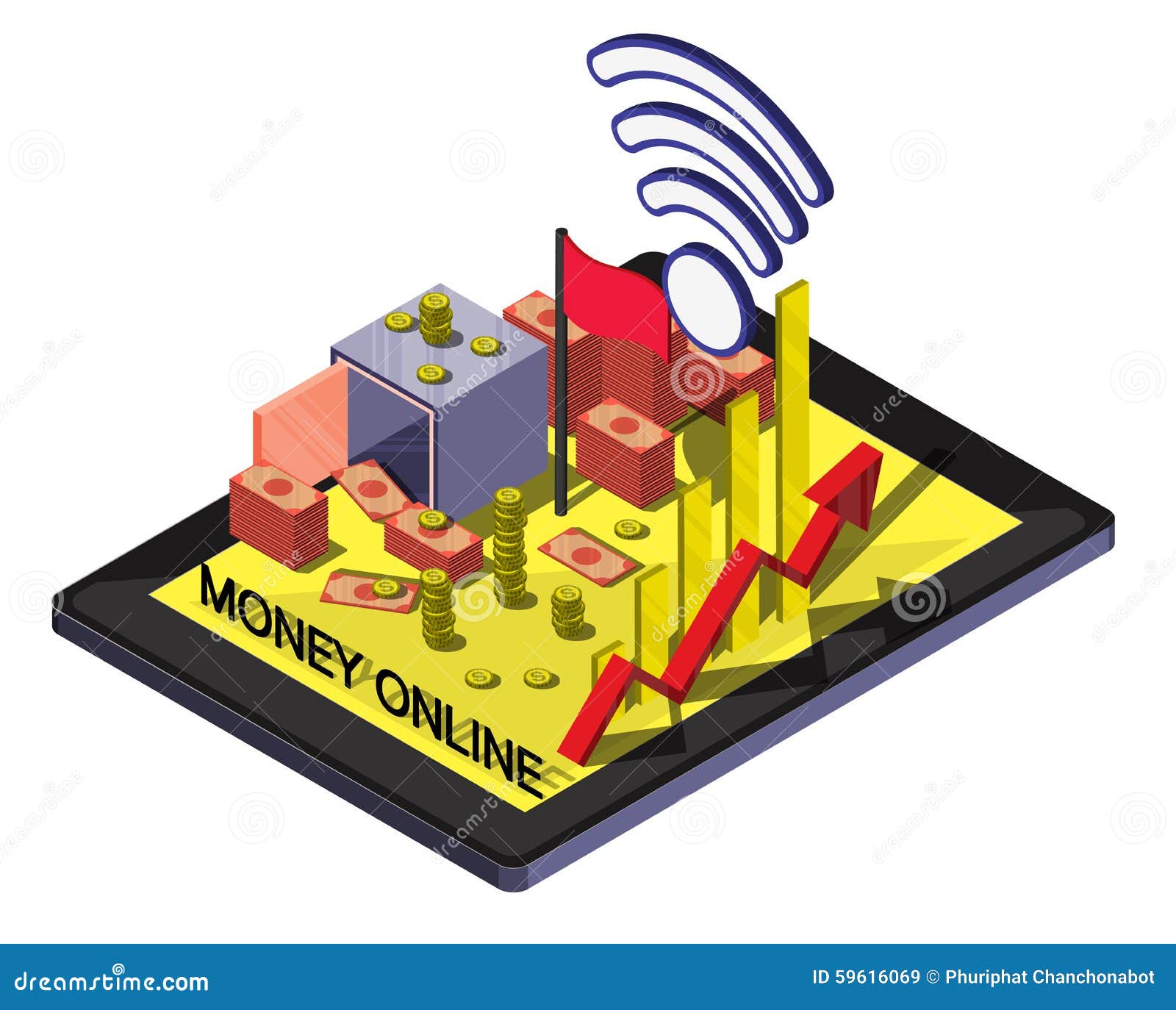 Illustration of Info Graphic Online Money Concept Stock Vector ...