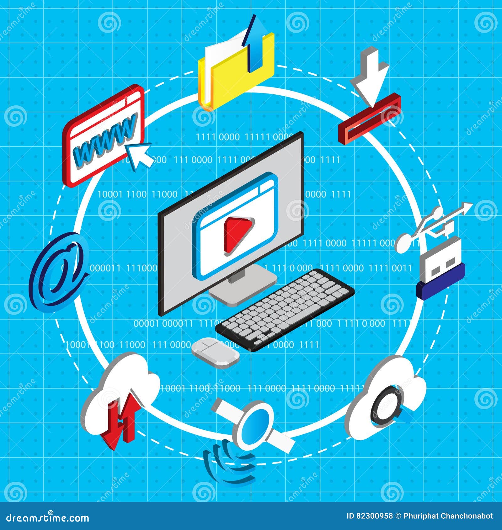 Illustration of Info Graphic Online Technology Icons Set Concept Stock ...