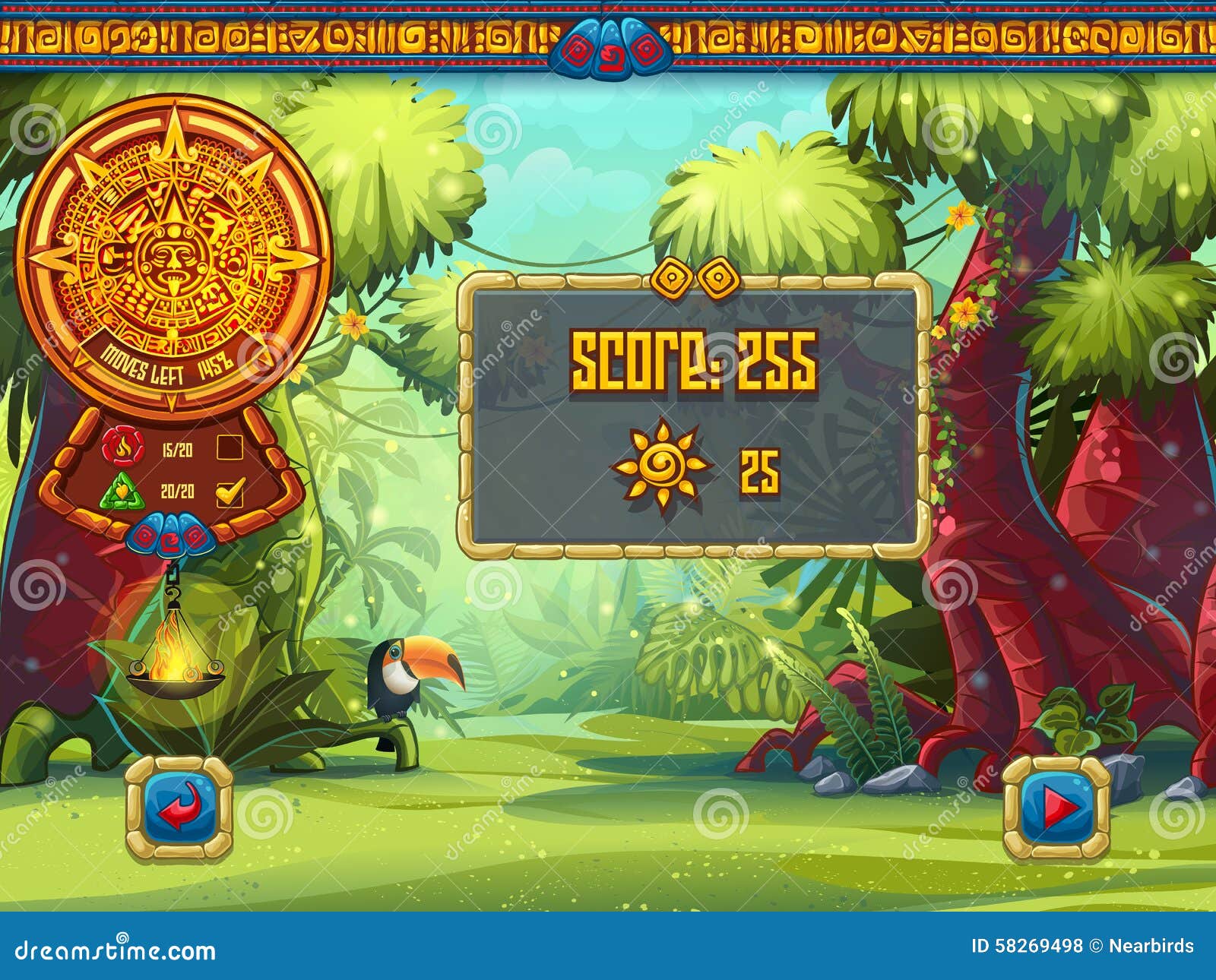 Illustration of the Info Window for a Computer Game Jungle Treasures ...