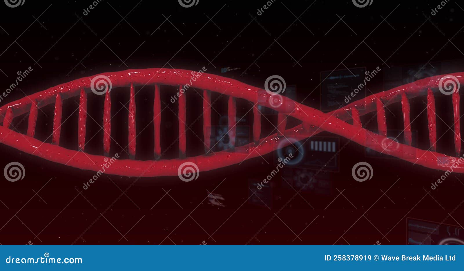 Illustration of Infographic Interface Screens with Red Dna Helix ...