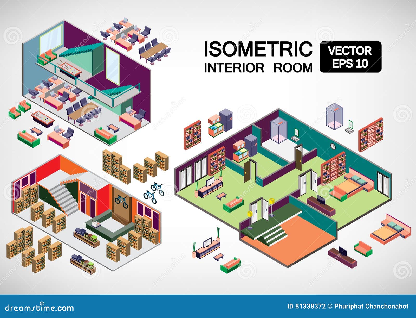 Illustration of Infographic Interior Room Concept Stock Vector ...