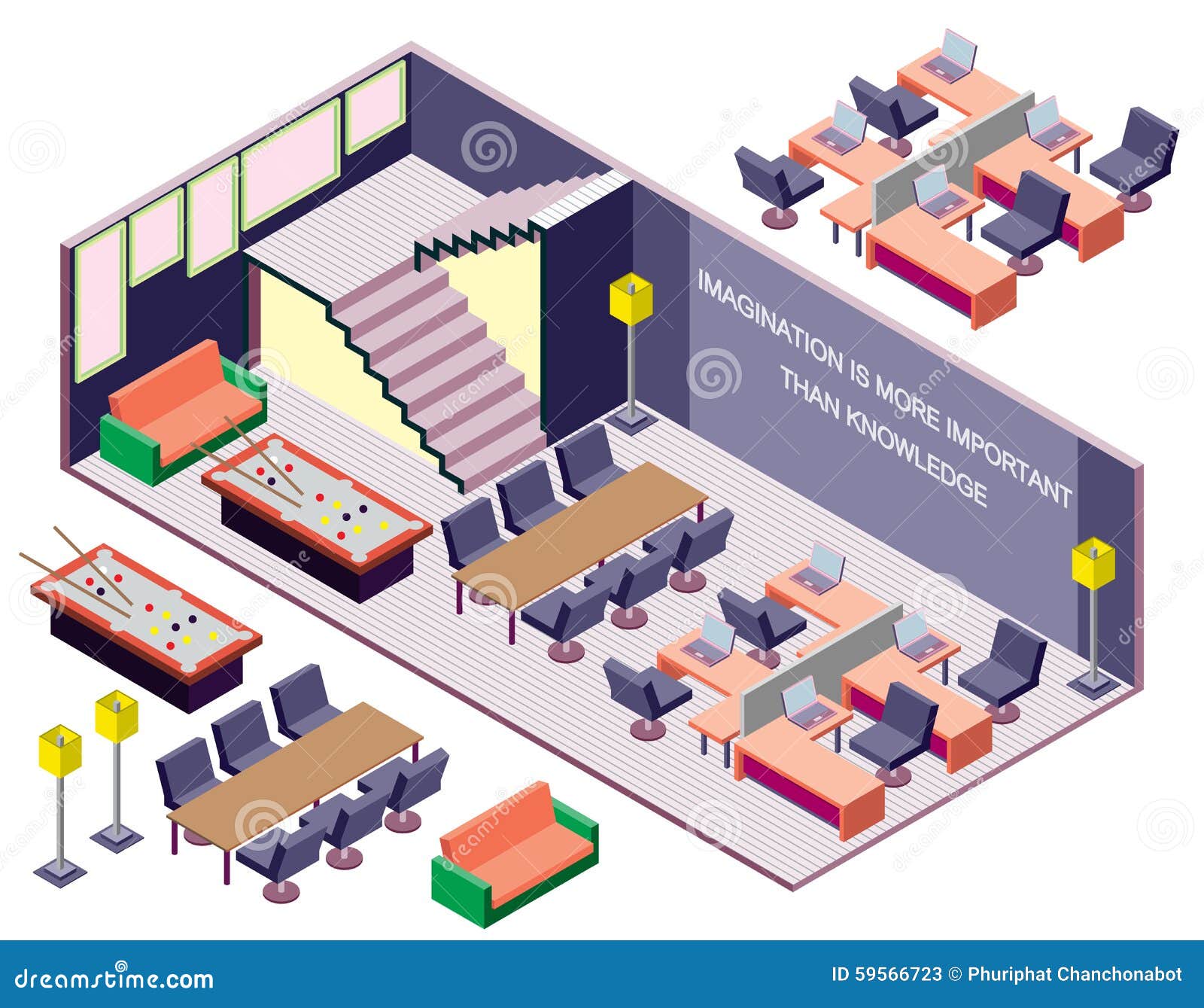 Illustration of Infographic Interior Room Concept Stock Vector ...