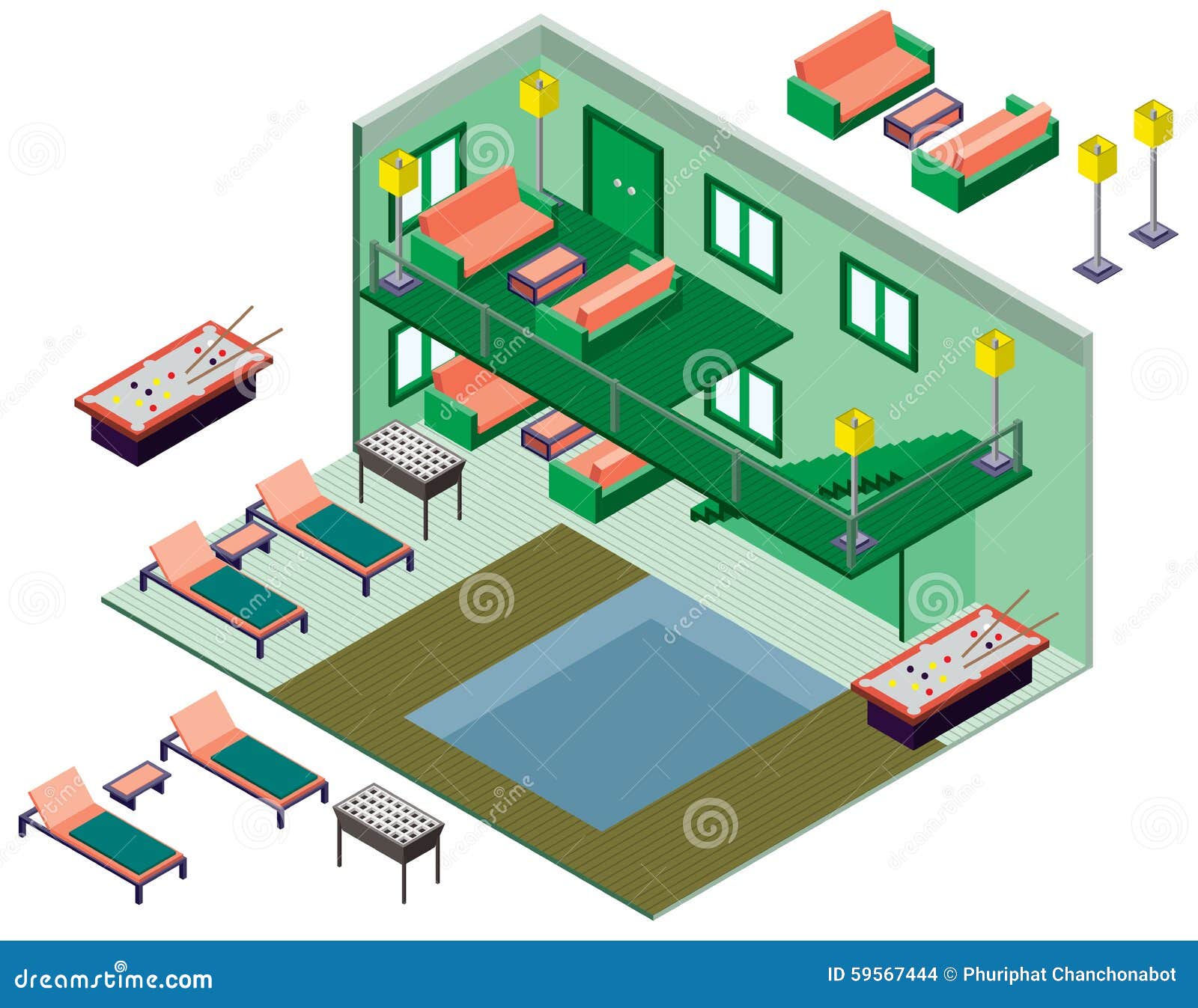 Illustration of Infographic Interior Room Concept Stock Vector ...