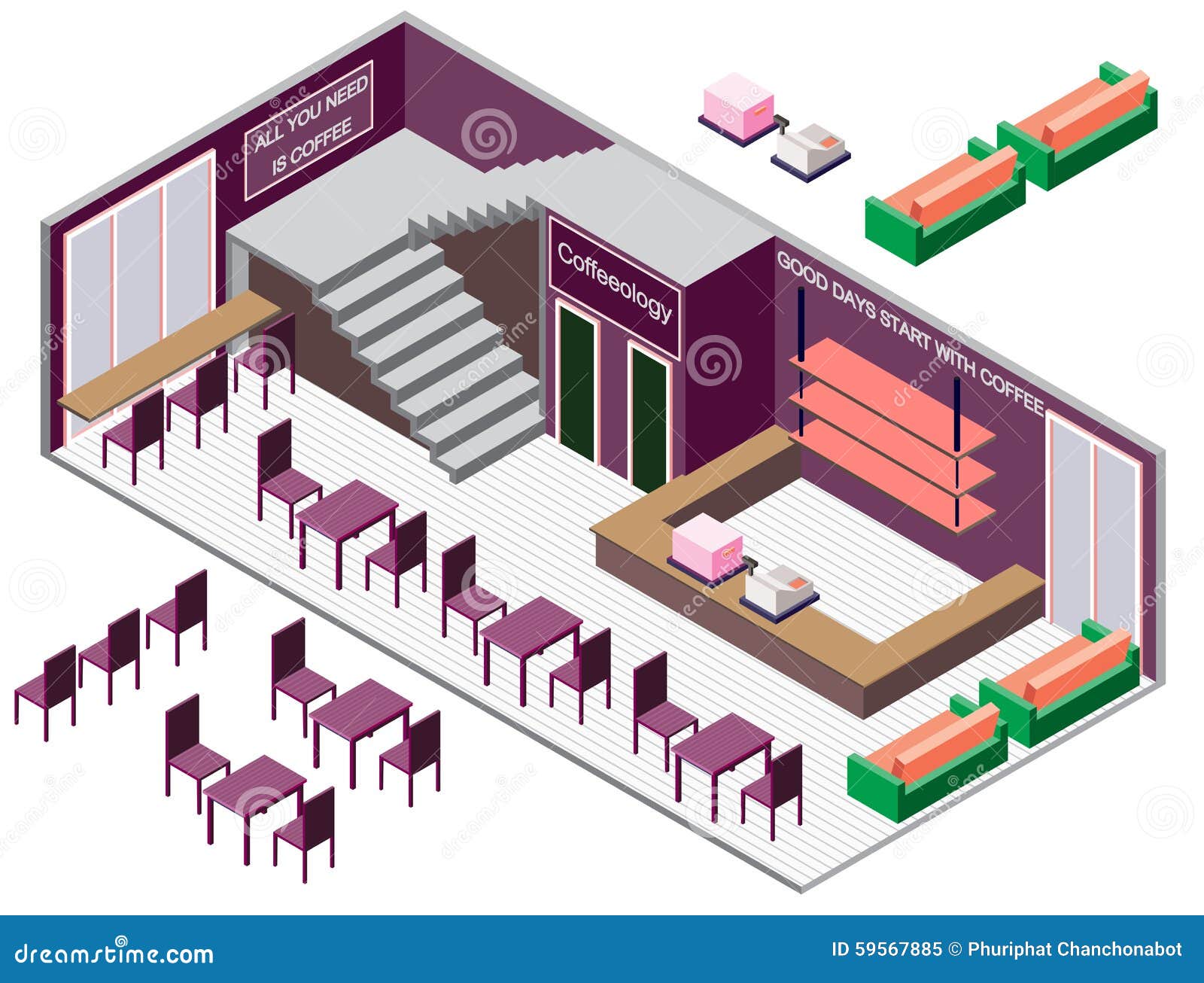 Illustration of Infographic Interior Room Concept Stock Vector ...