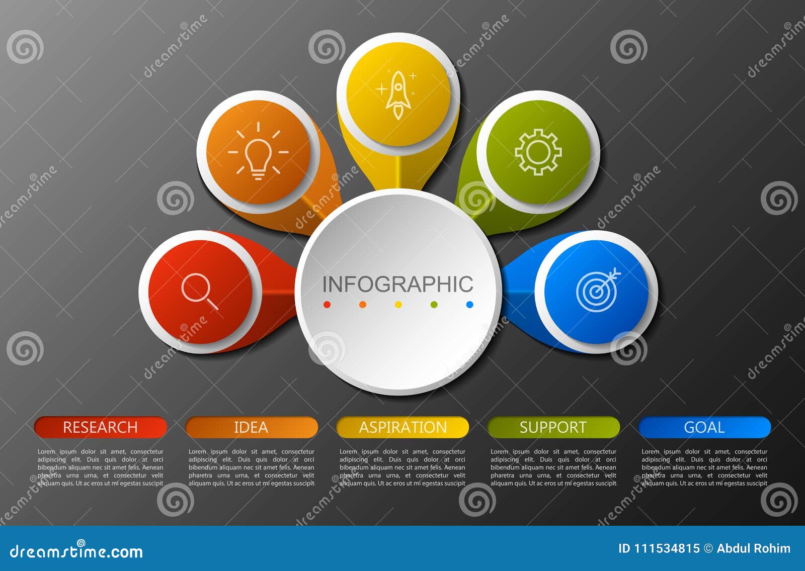 Infographics Circle Design with 5 Options Stock Vector - Illustration ...