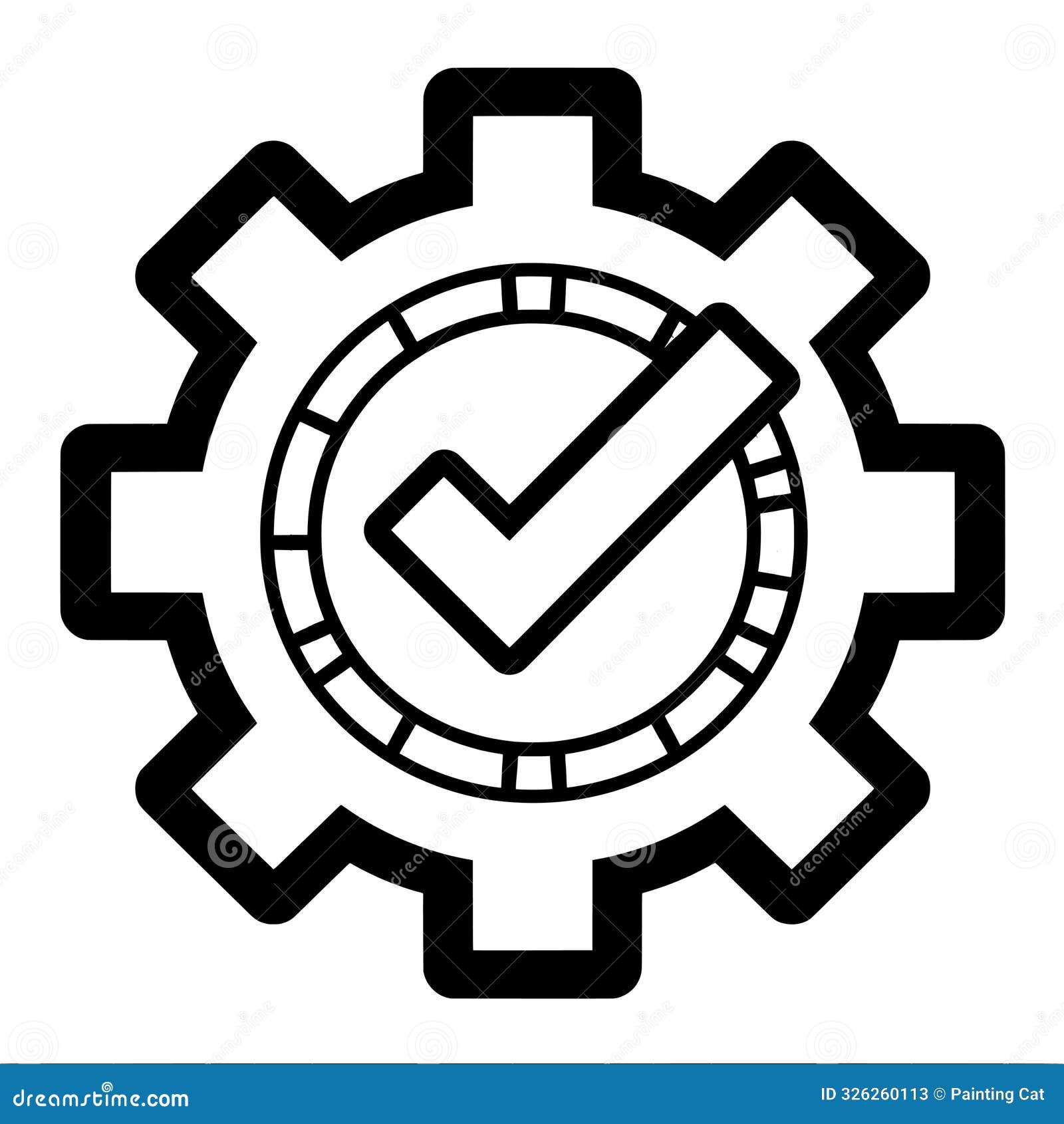 Featuring Inside Gear with Check Mark Icon in Simple Line Art Style ...