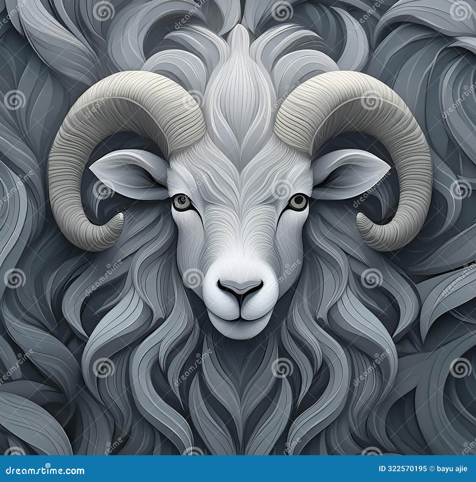 Illustration of a Minimal Pattern Inspired by Ram Fur, with Just Shades ...