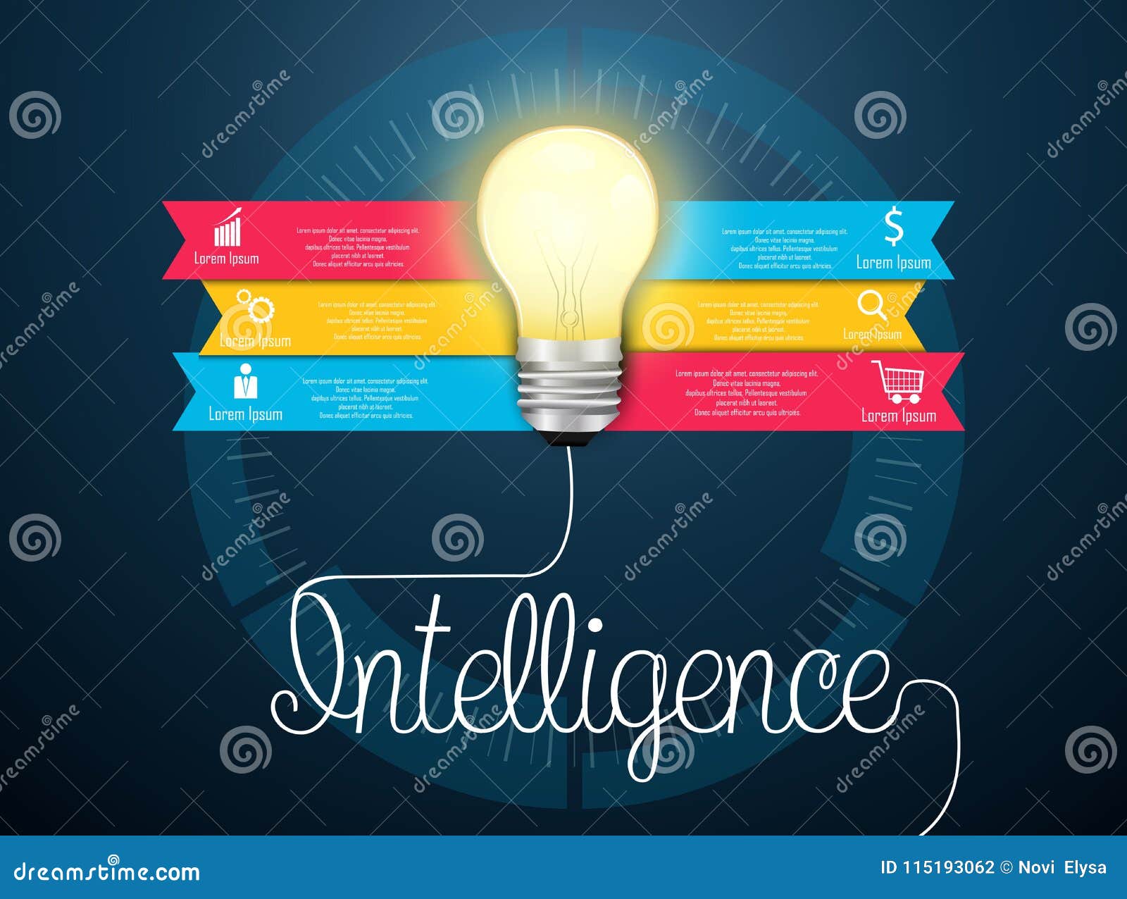 Intelligence Concept, Creative Light Bulb Abstract Info Graphic Stock ...