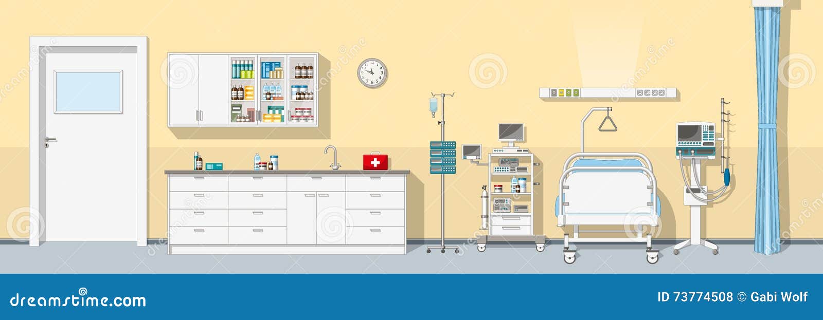 Intensive Care Unit, ICU. Medical Ventilator, Adjustable Hospital Bed ...