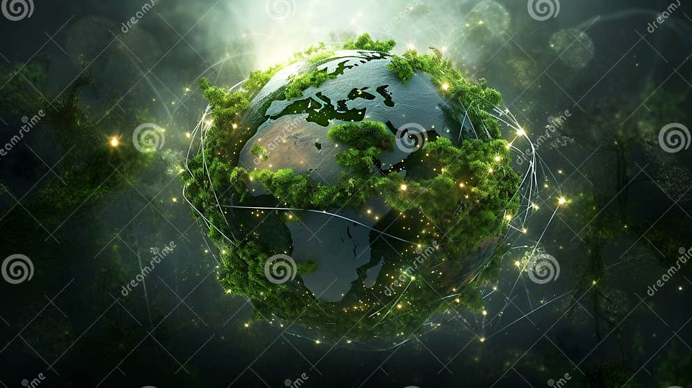 Illustration of an Interconnected Earth with Unity of Technology and ...