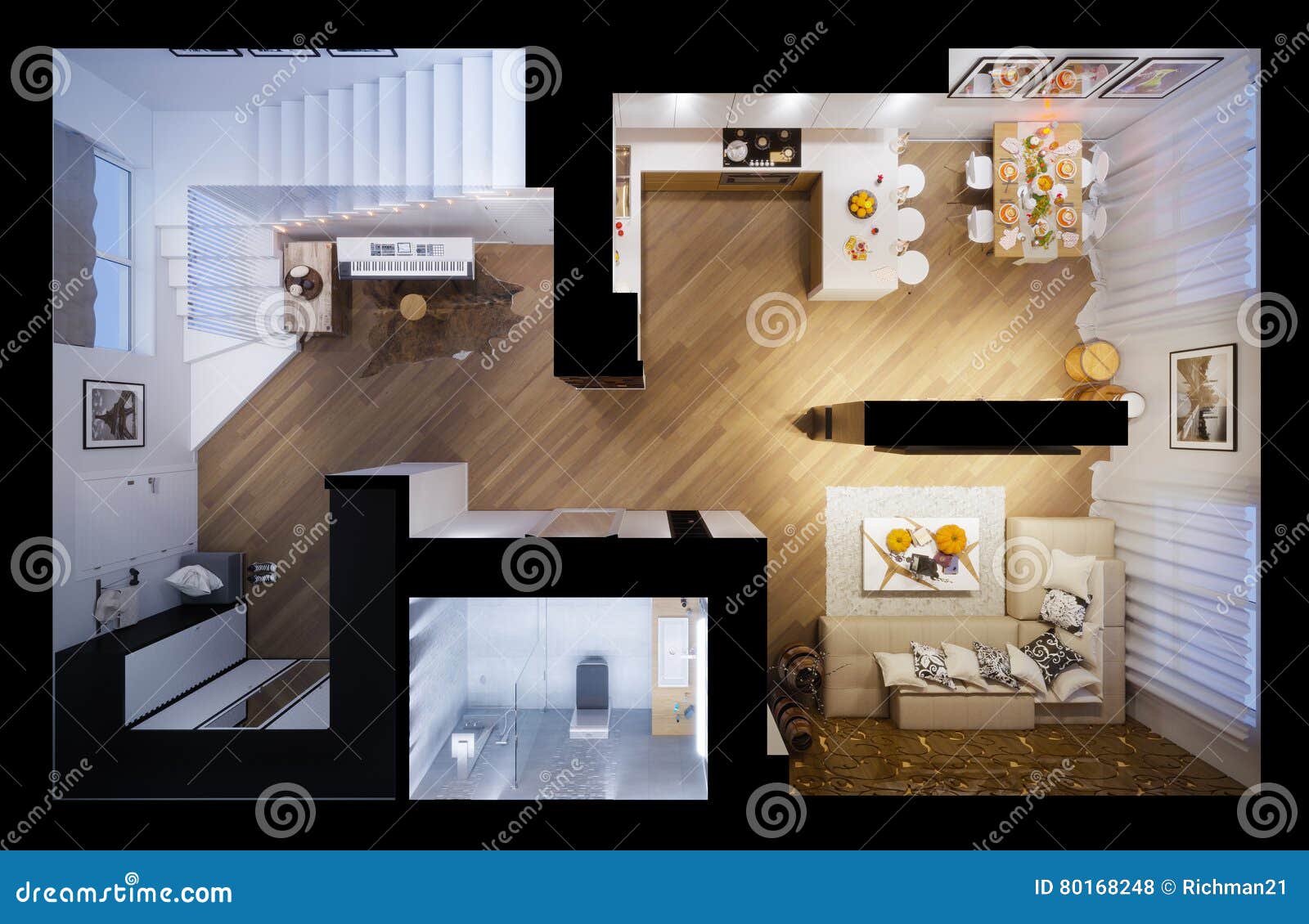 Illustration of a Interior Design in Top View Stock Illustration ...