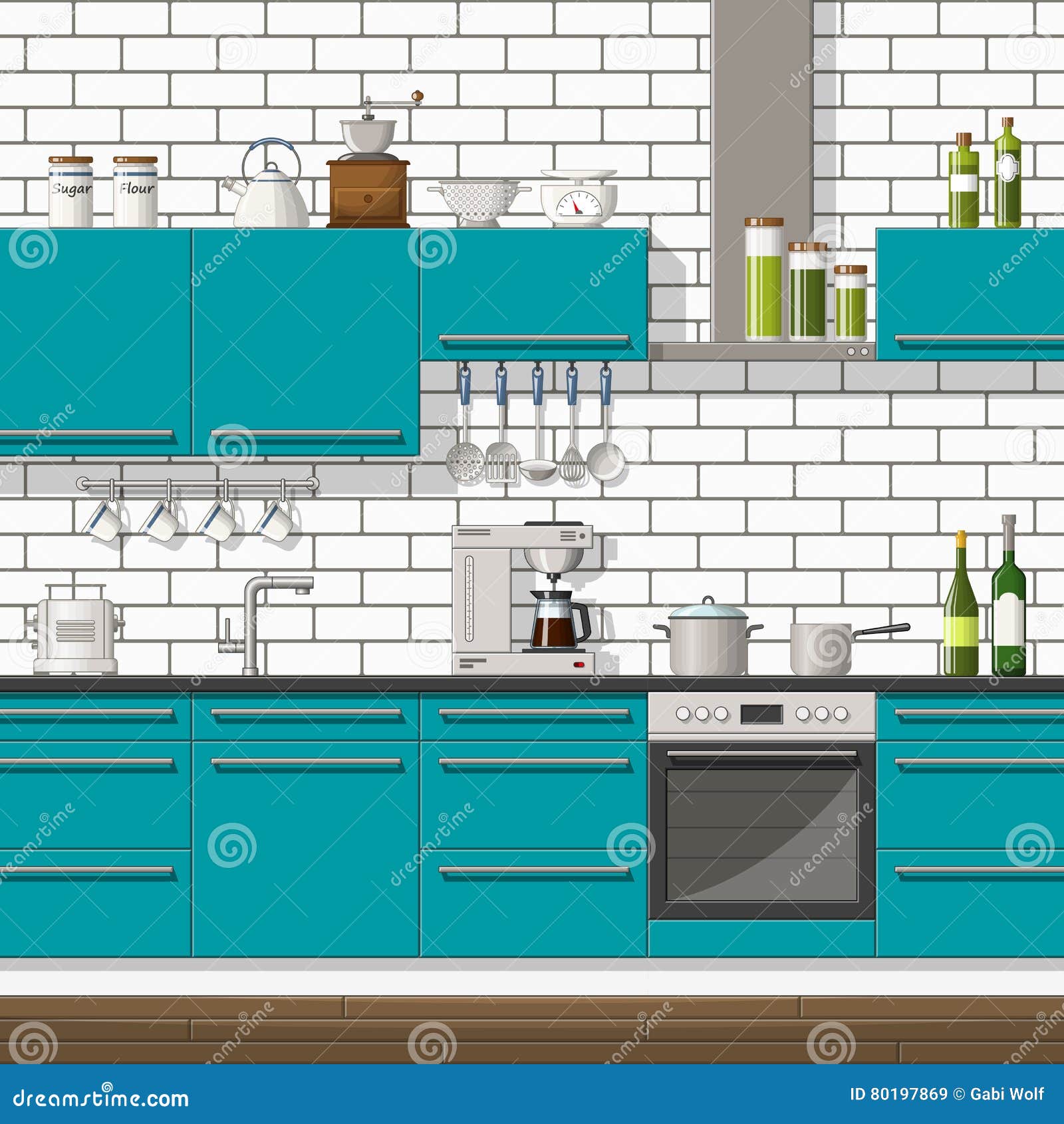 Illustration of Interior of a Modern Kitchen Stock Vector ...