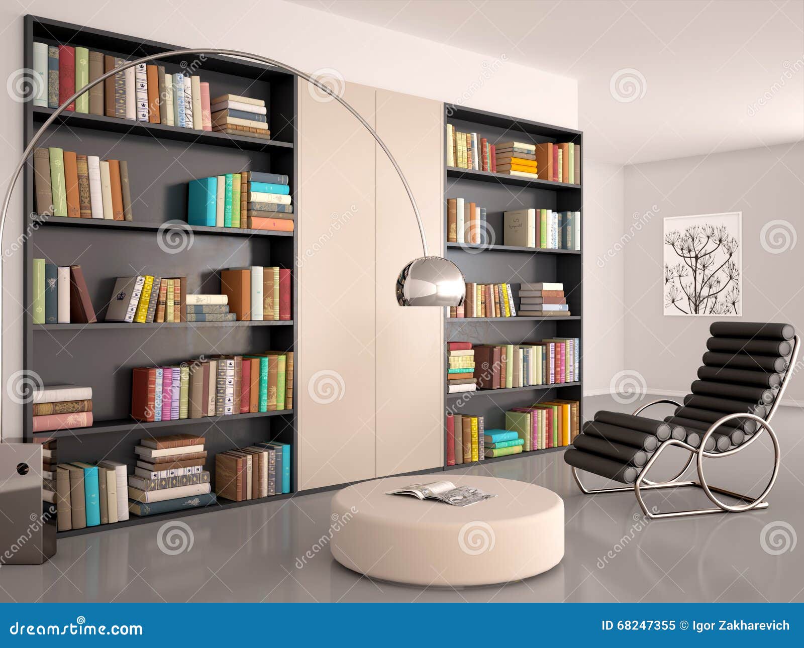 Illustration of Interior of Modern Room for Reading. Stock Illustration ...