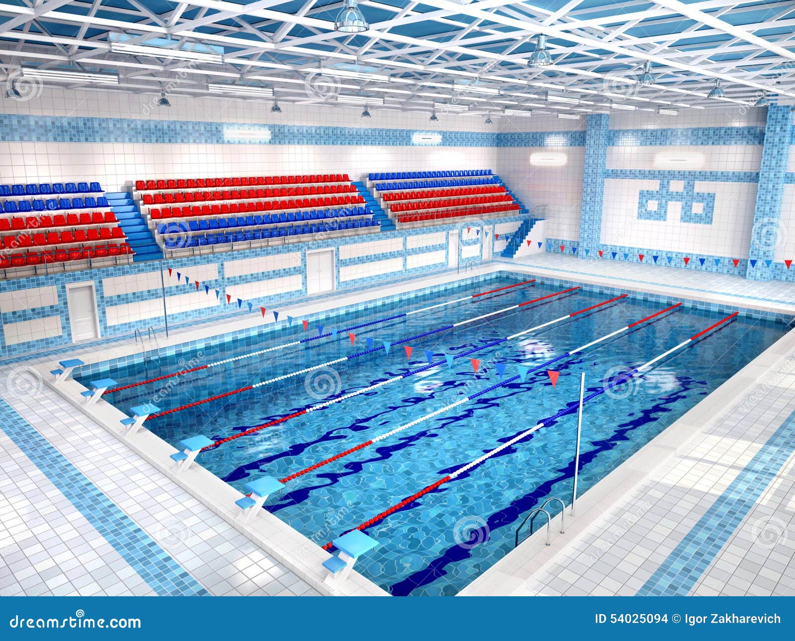 Illustration of Interior of Public Swimming Pool Stock Illustration ...