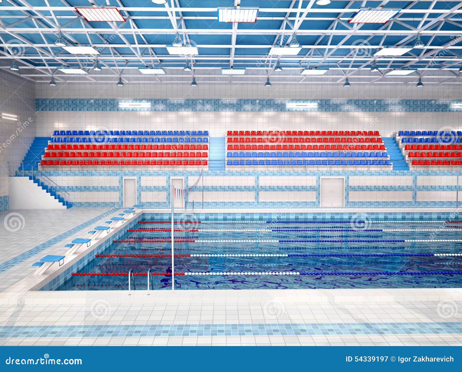 Illustration of Interior of Public Swimming Pool Stock Illustration ...