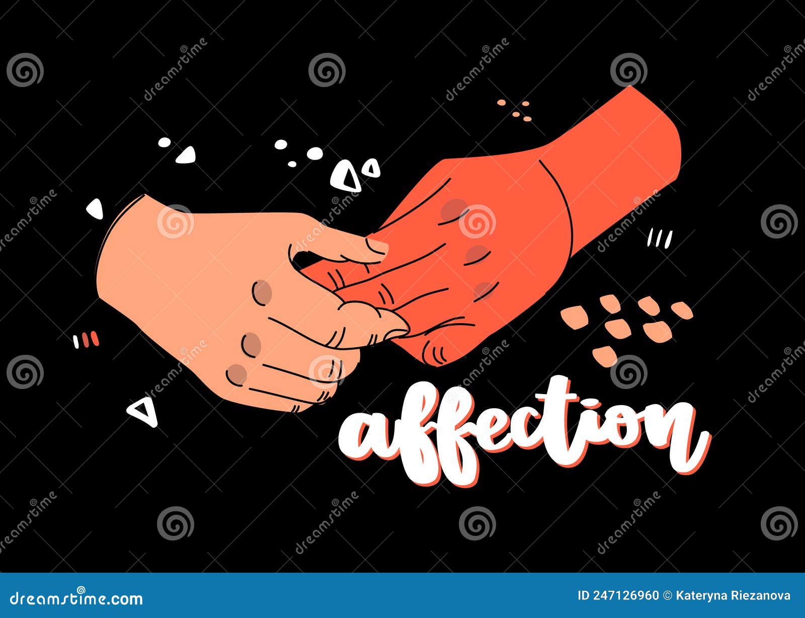 Illustration of Interlocing Hands, Two People of Different Races Stock ...
