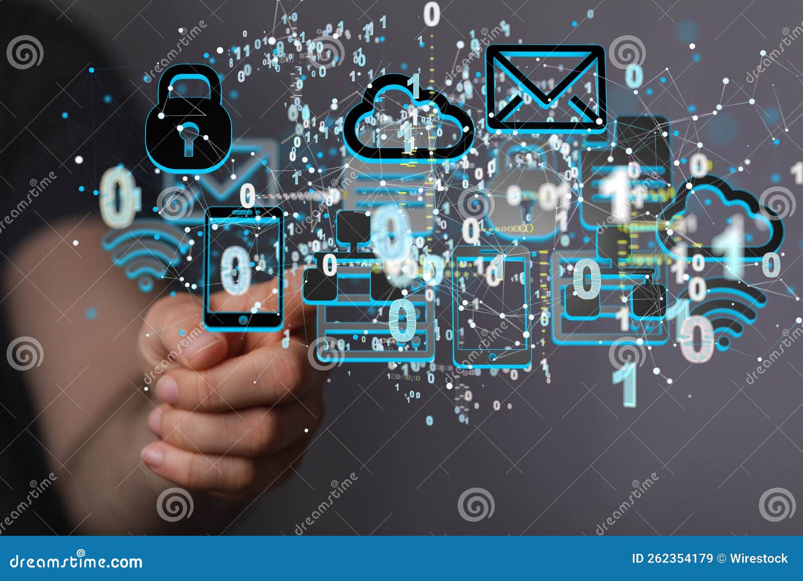 Illustration of the Internet Data Infrastructure Concept Near a Hand ...