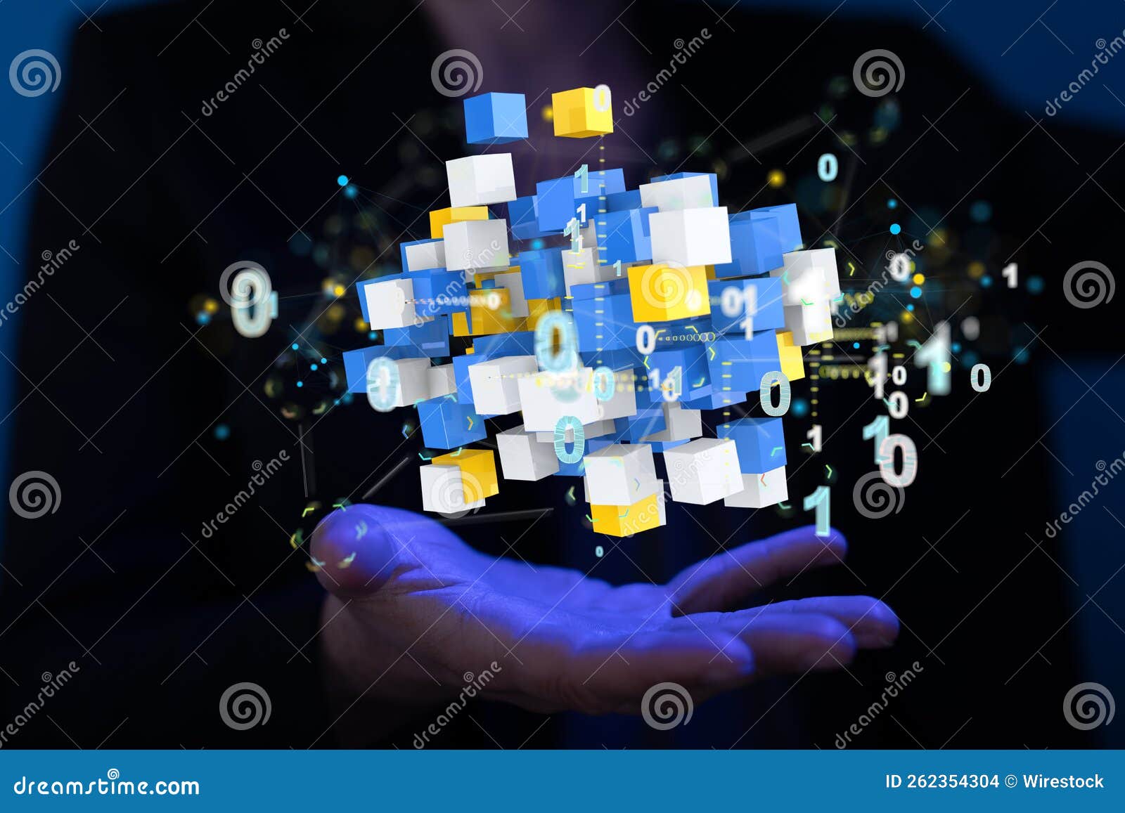 Illustration of the Internet Data Infrastructure Concept Near a Hand ...