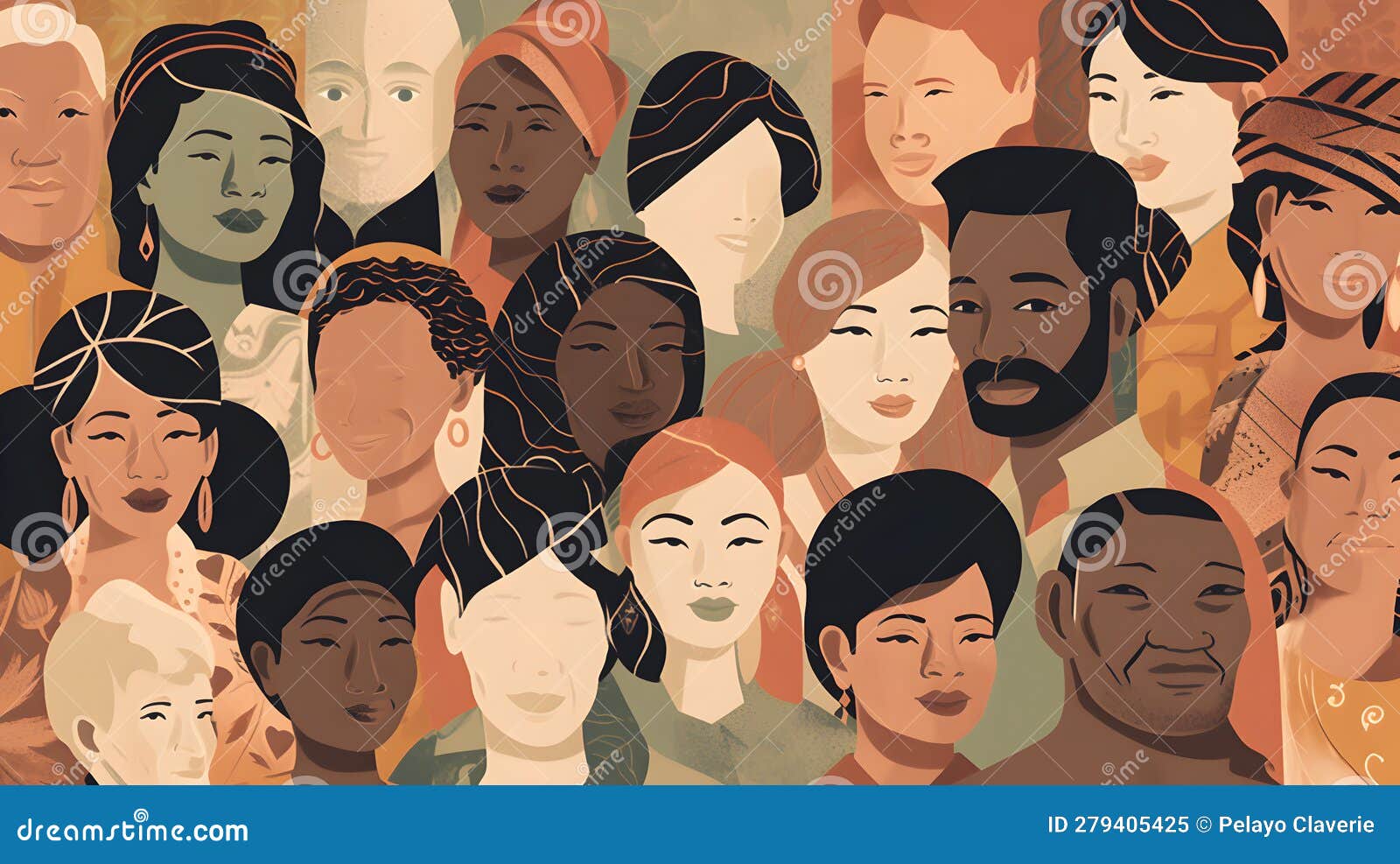 Illustration of Interracial Group of People of Different Gender ...
