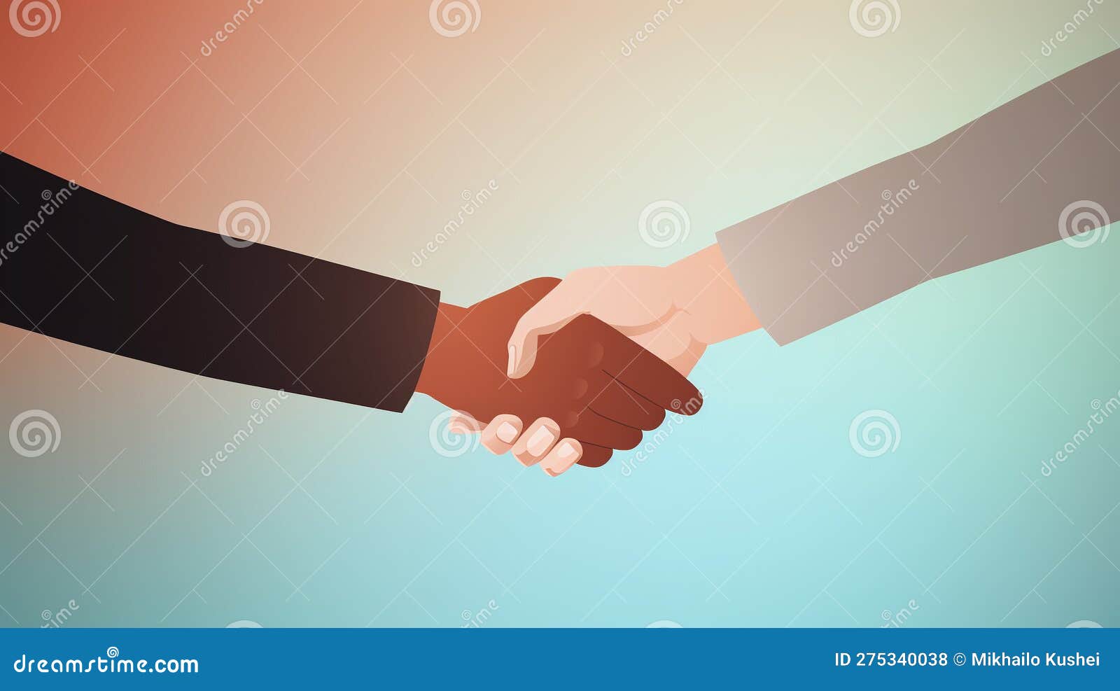 Interracial Handshake Grip Vector Illustration | CartoonDealer.com ...
