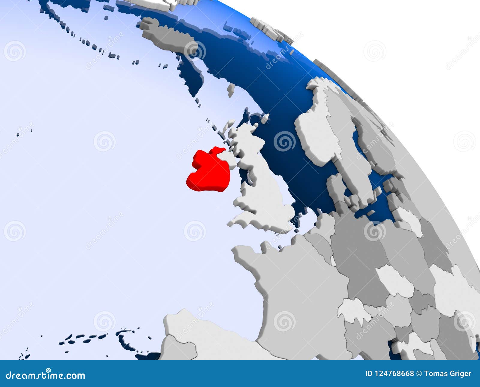 Ireland in red on map stock illustration. Illustration of symbol ...