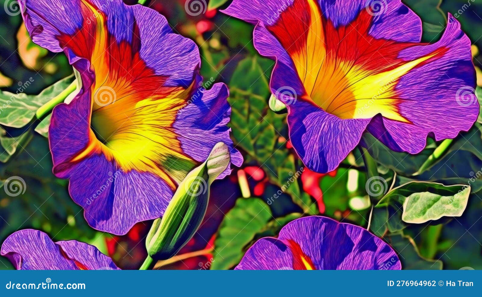 Illustration of Iris Flowers with Watercolor Effect, Abstract ...