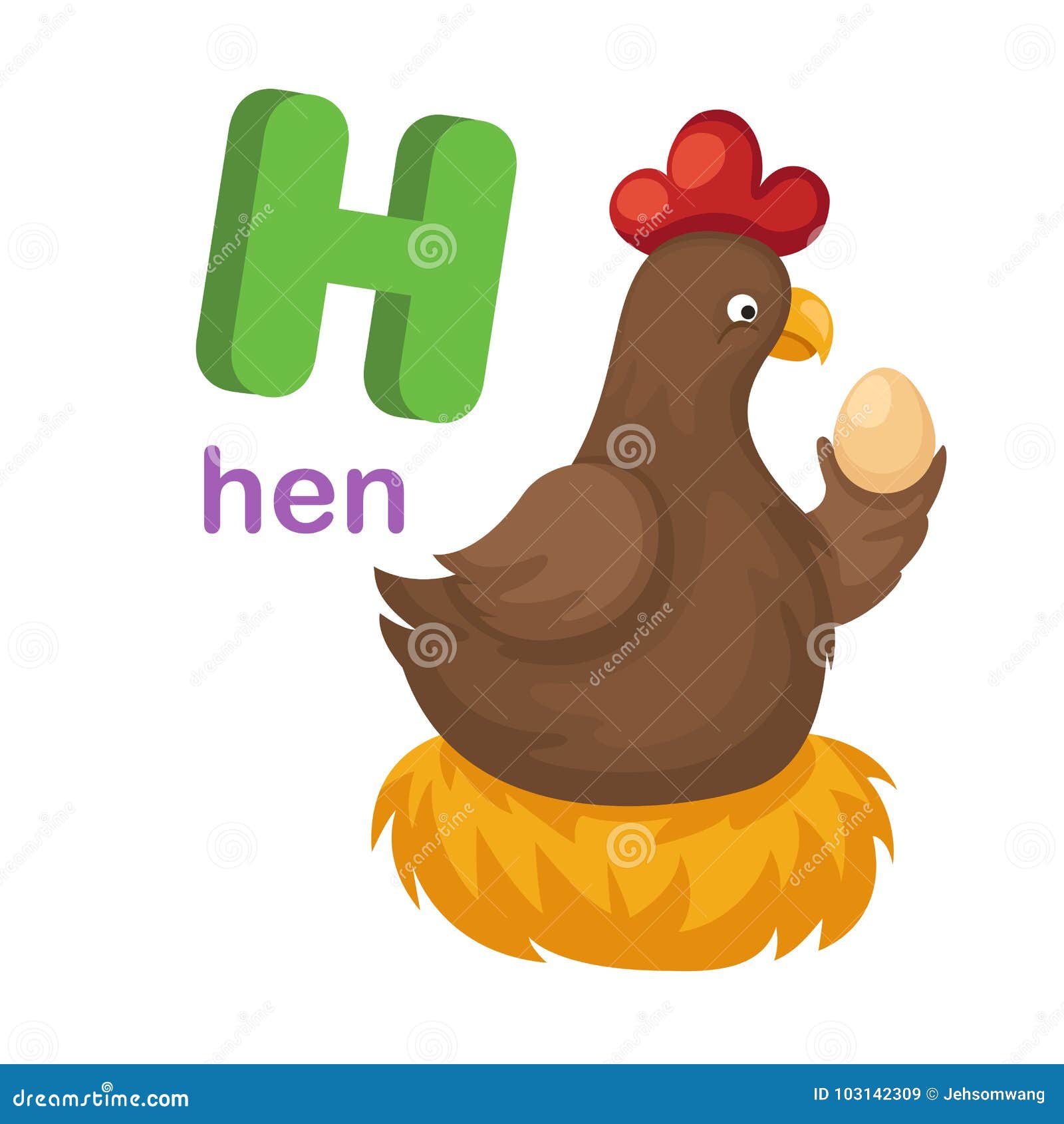 Illustration Isolated Alphabet Letter H Hen Stock Vector - Illustration ...
