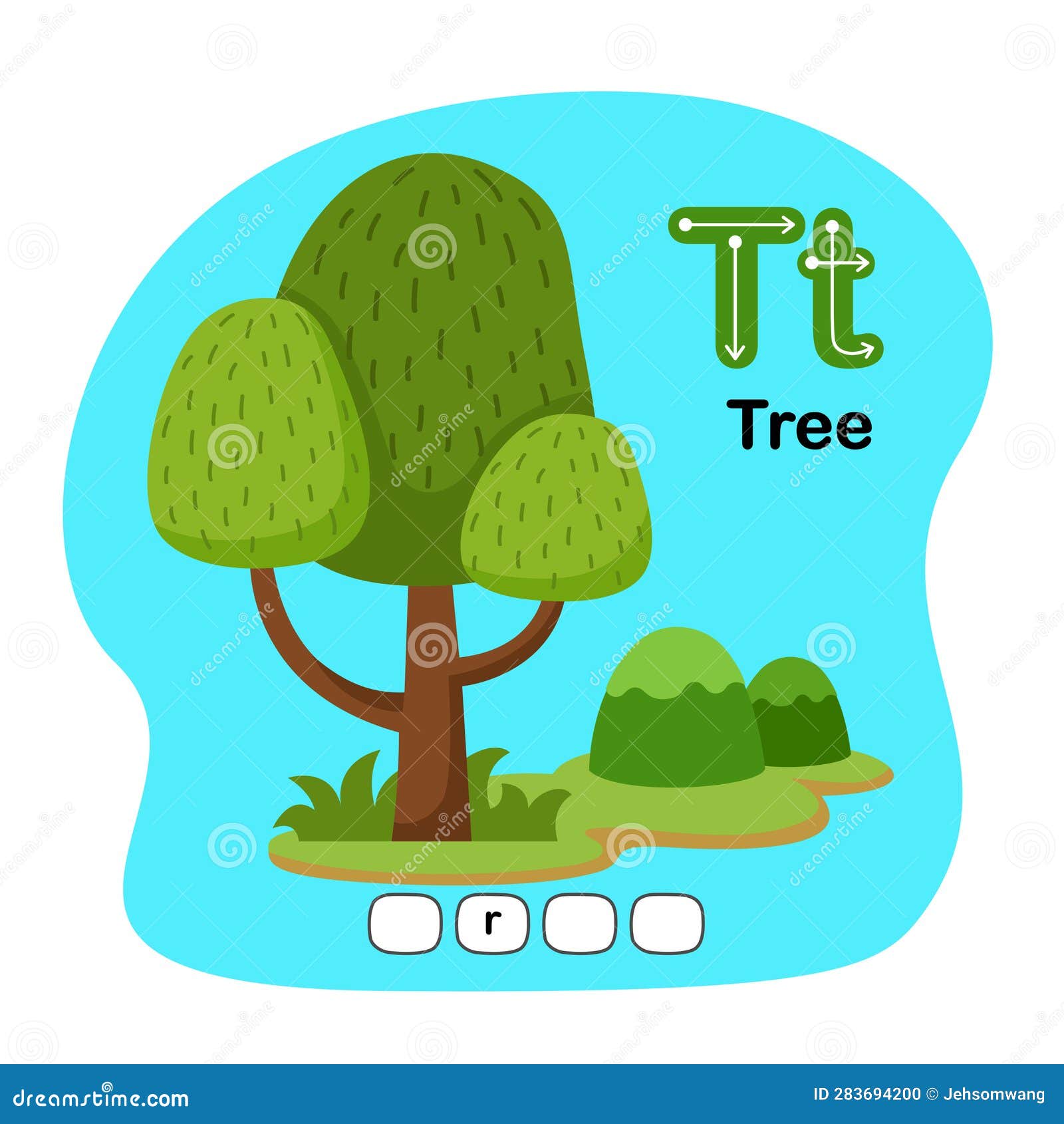 Alphabet Letter T- Tree stock vector. Illustration of language - 283694200