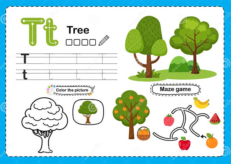 Alphabet Letter T Tree Stock Vector Illustration Of Nursery 283694263