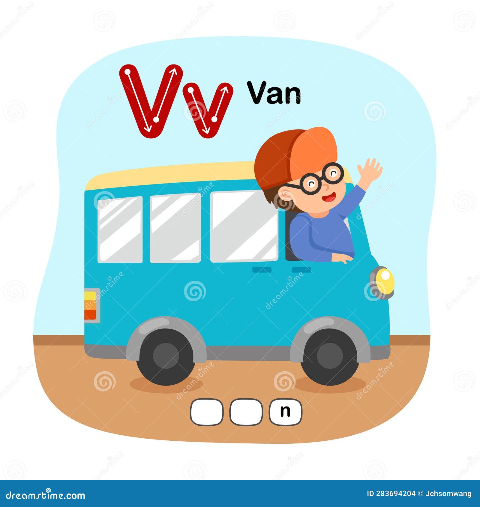 Alphabet Letter V-Van stock vector. Illustration of learn - 283694204