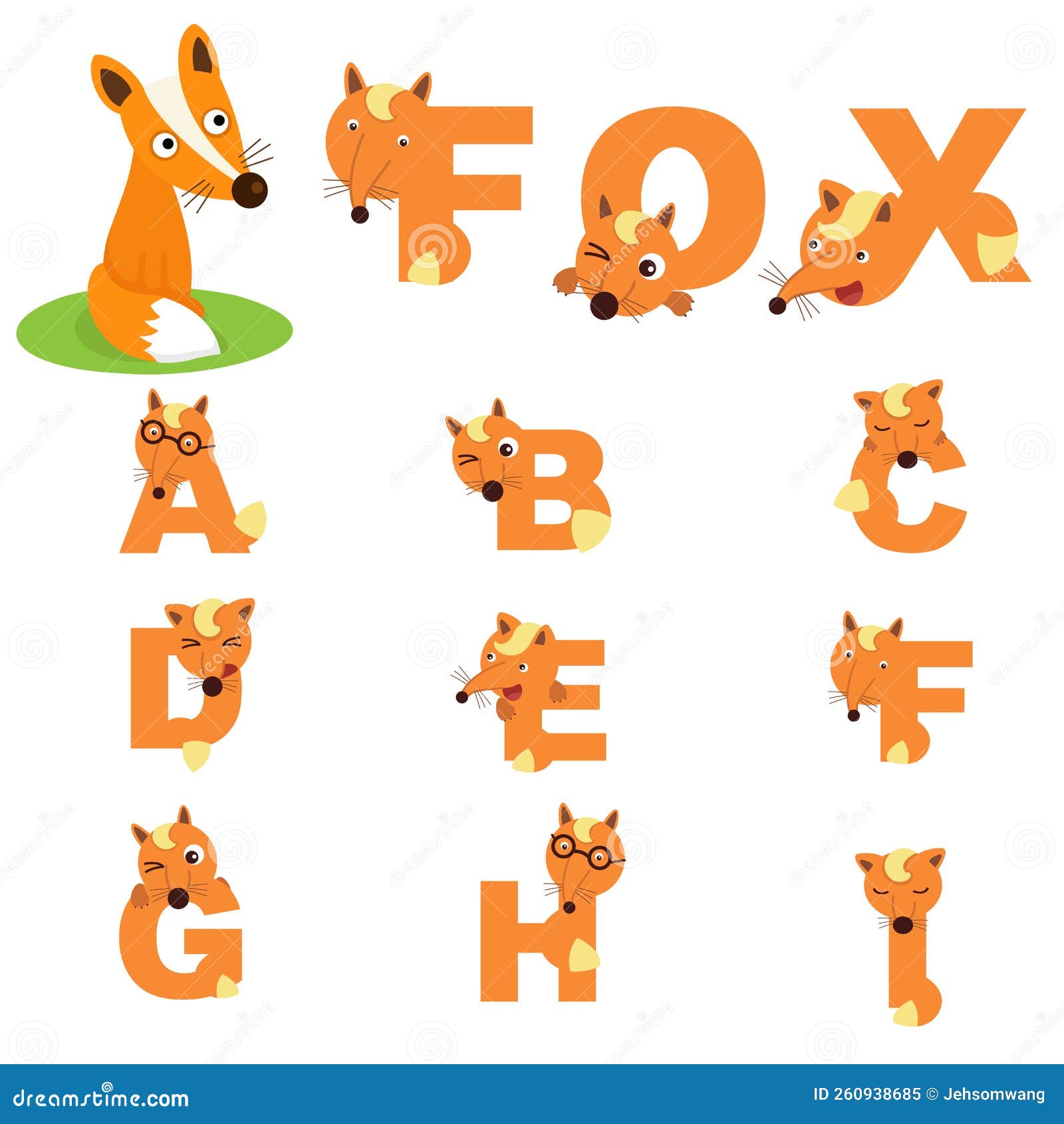 Illustration Isolated Animal Alphabet Letter Fox Concept Stock Vector ...