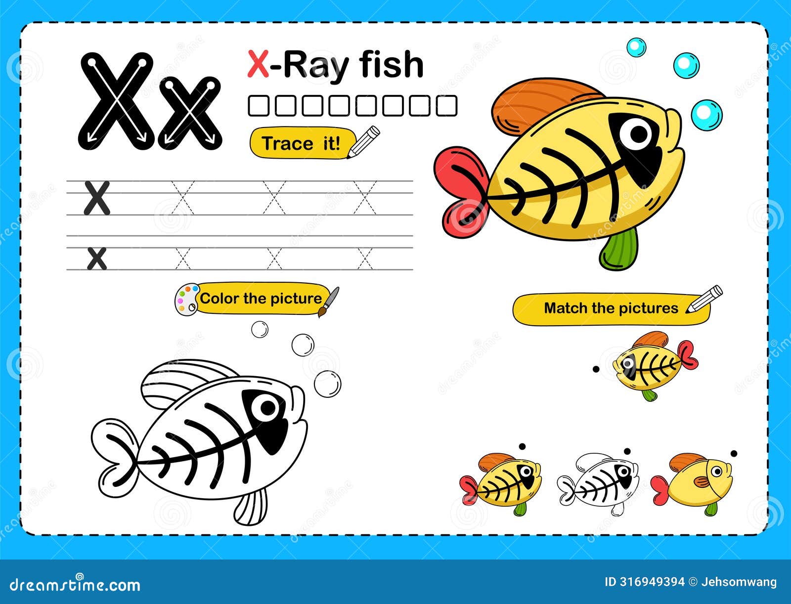 Illustration Isolated Animal Alphabet Letter X-x Rayfish Stock Vector ...
