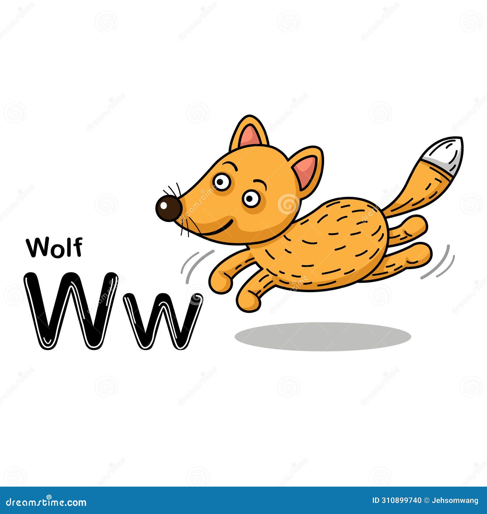 Illustration Isolated Animal Alphabet Letter W-Wolf Stock Vector ...