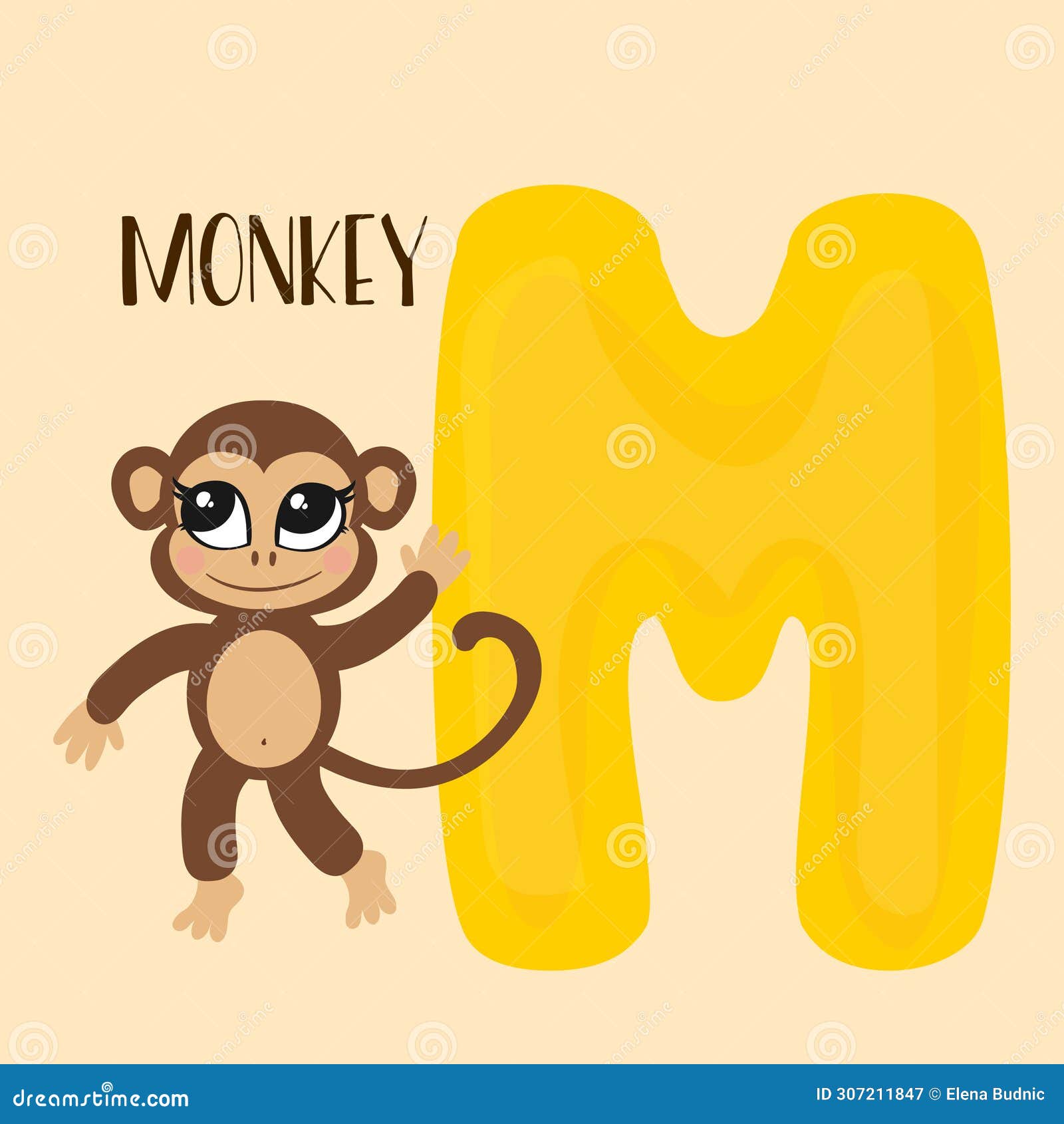 Illustration of Isolated Animal Alphabet M with Monkey Stock Vector ...