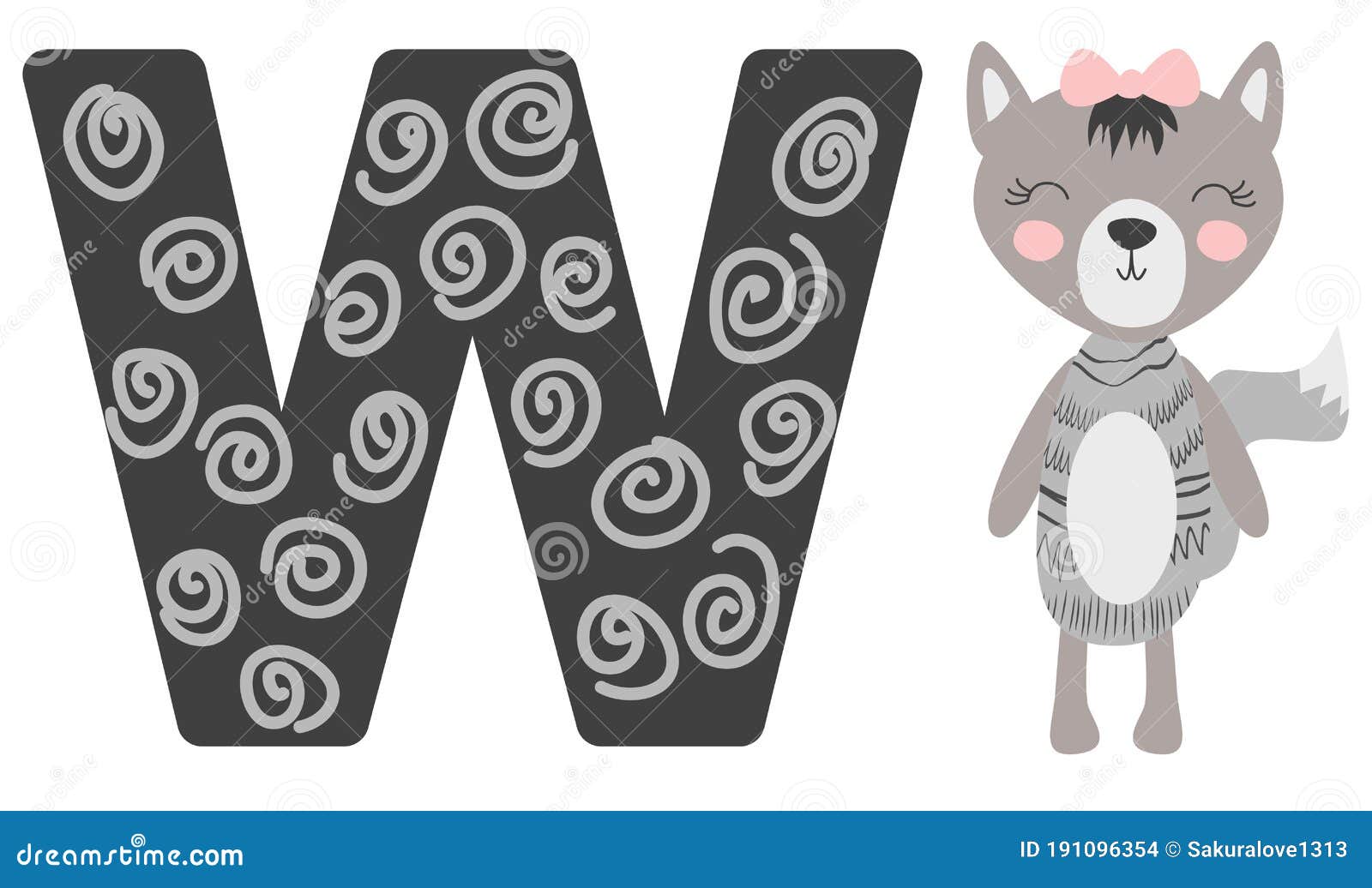 Illustration of Isolated Animal Alphabet. W is for Wolf. Illustration ...