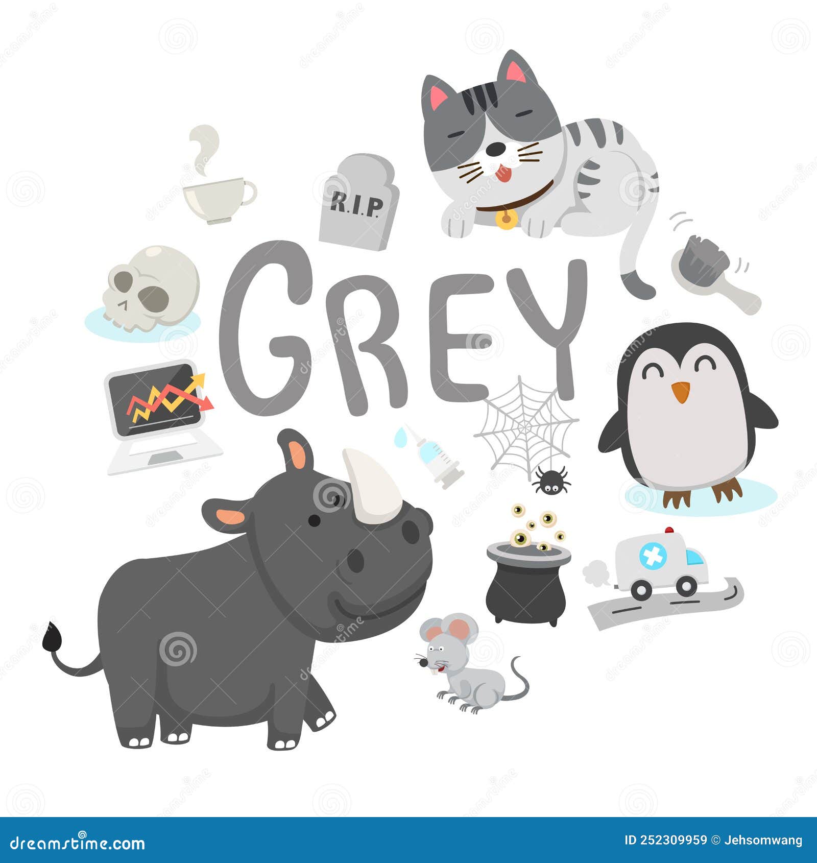 One Color Grey World Map Isolated On Transparent Background. World ...