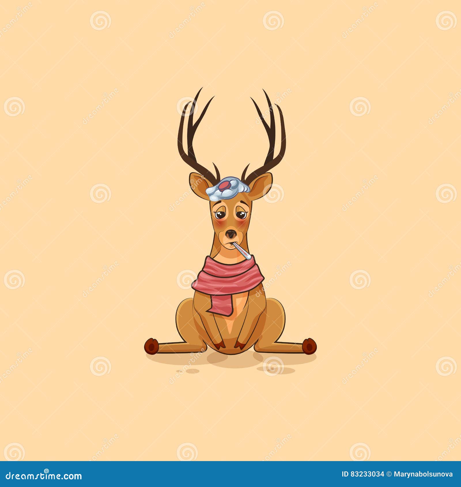 Illustration Isolated Emoji Character Cartoon Deer Sick with ... Illustration Isolated Emoji Character Cartoon Deer Sick with ...