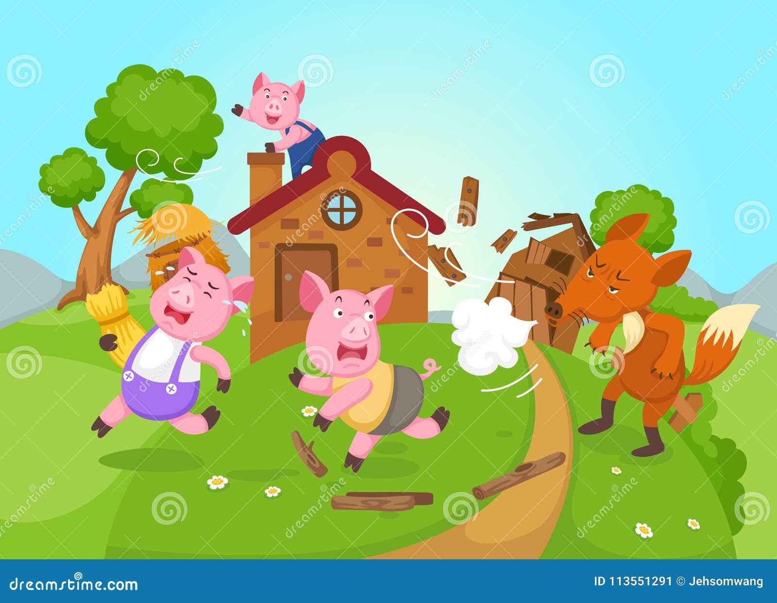 Three Little Pigs Vector Illustration | CartoonDealer.com #14107242