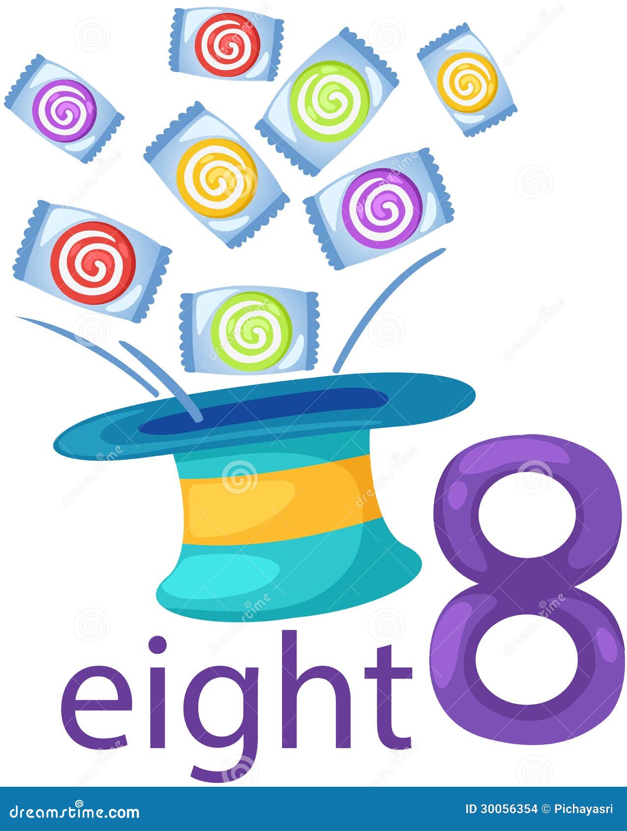 Number 8 Character with Candies Stock Vector - Illustration of ...