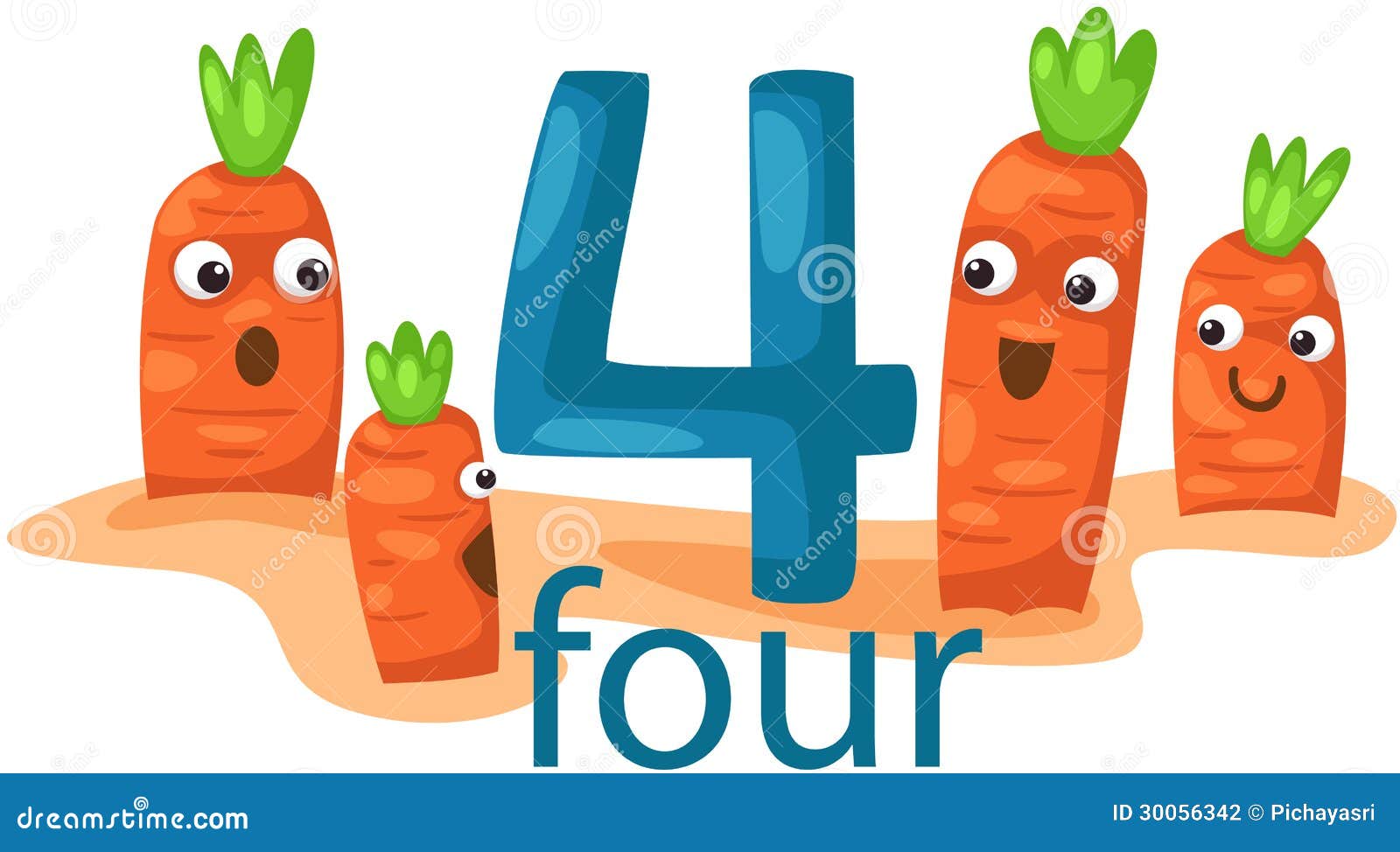 Number 4 Character with Carrots Stock Vector - Illustration of ...